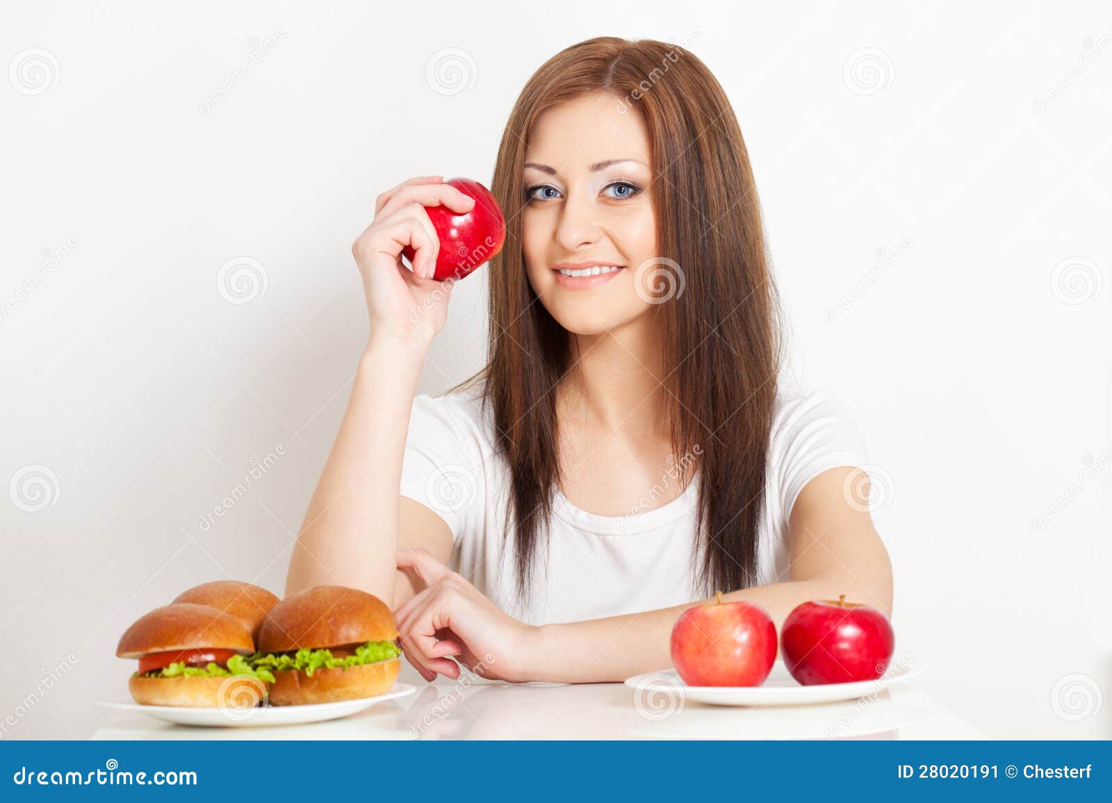 Woman Sitting Behind the Table with Food Stock Image - Image of meal ...