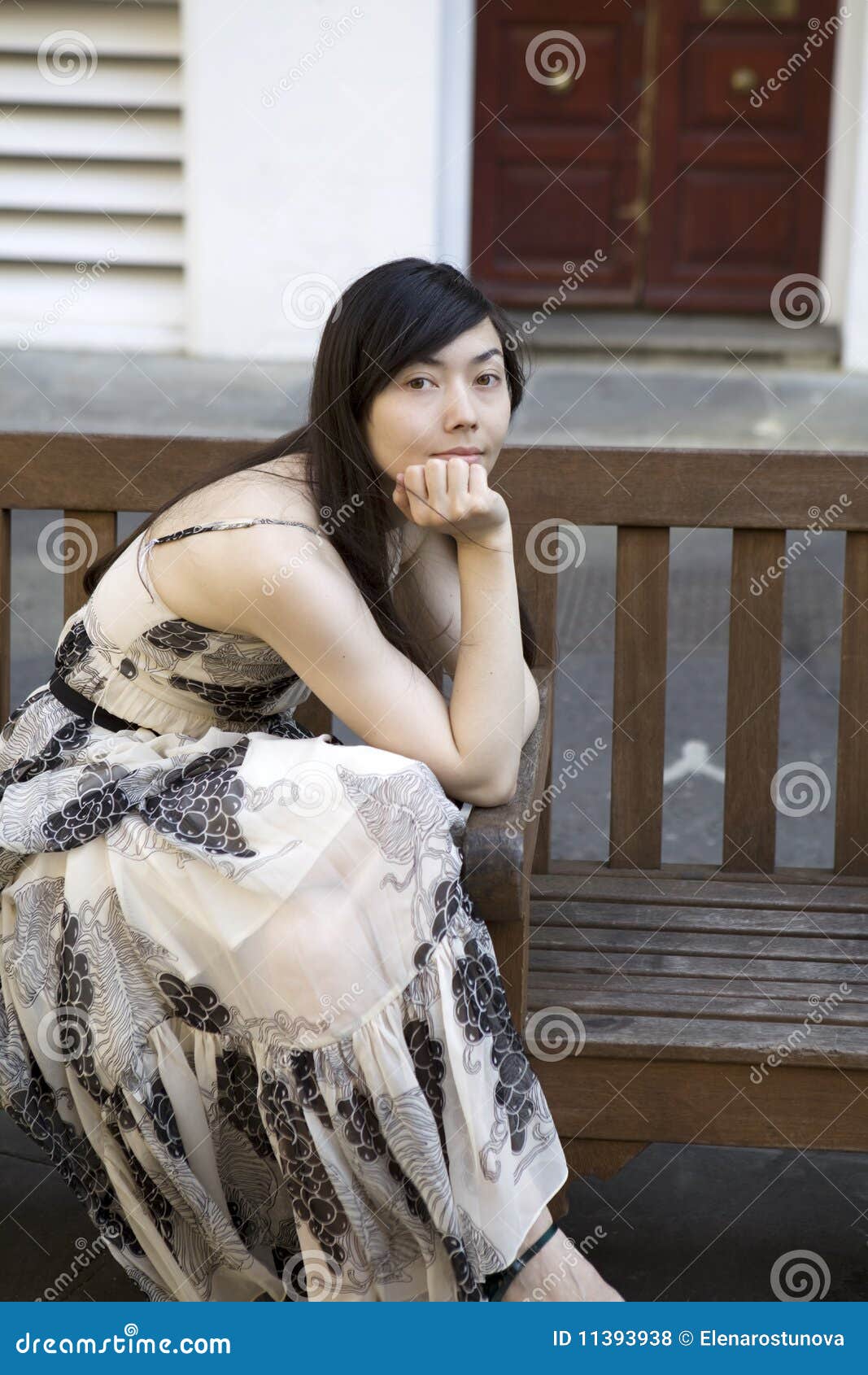 Woman sitting on bench stock photo. Image of fashion - 11393938