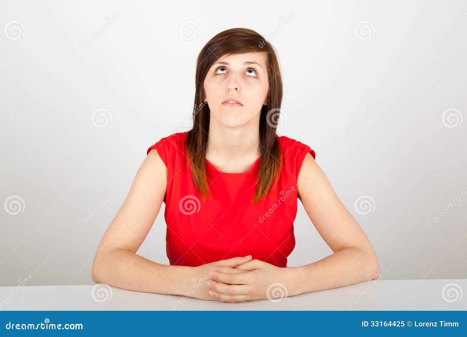 The Woman is Sitting Bored at a Table Stock Image - Image of portrait ...