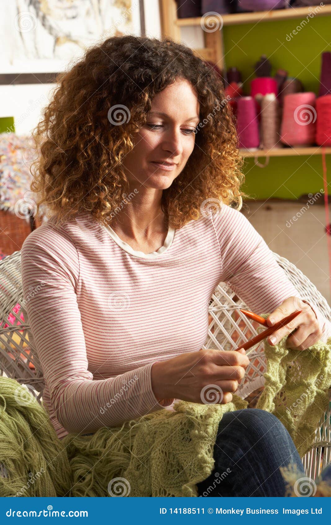 Woman Sitting in Chair Knitting Stock Image - Image of woman, chair ...