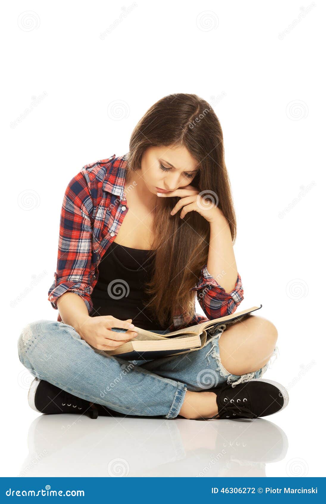 Woman sitting cross-legged stock photo. Image of education - 46306272
