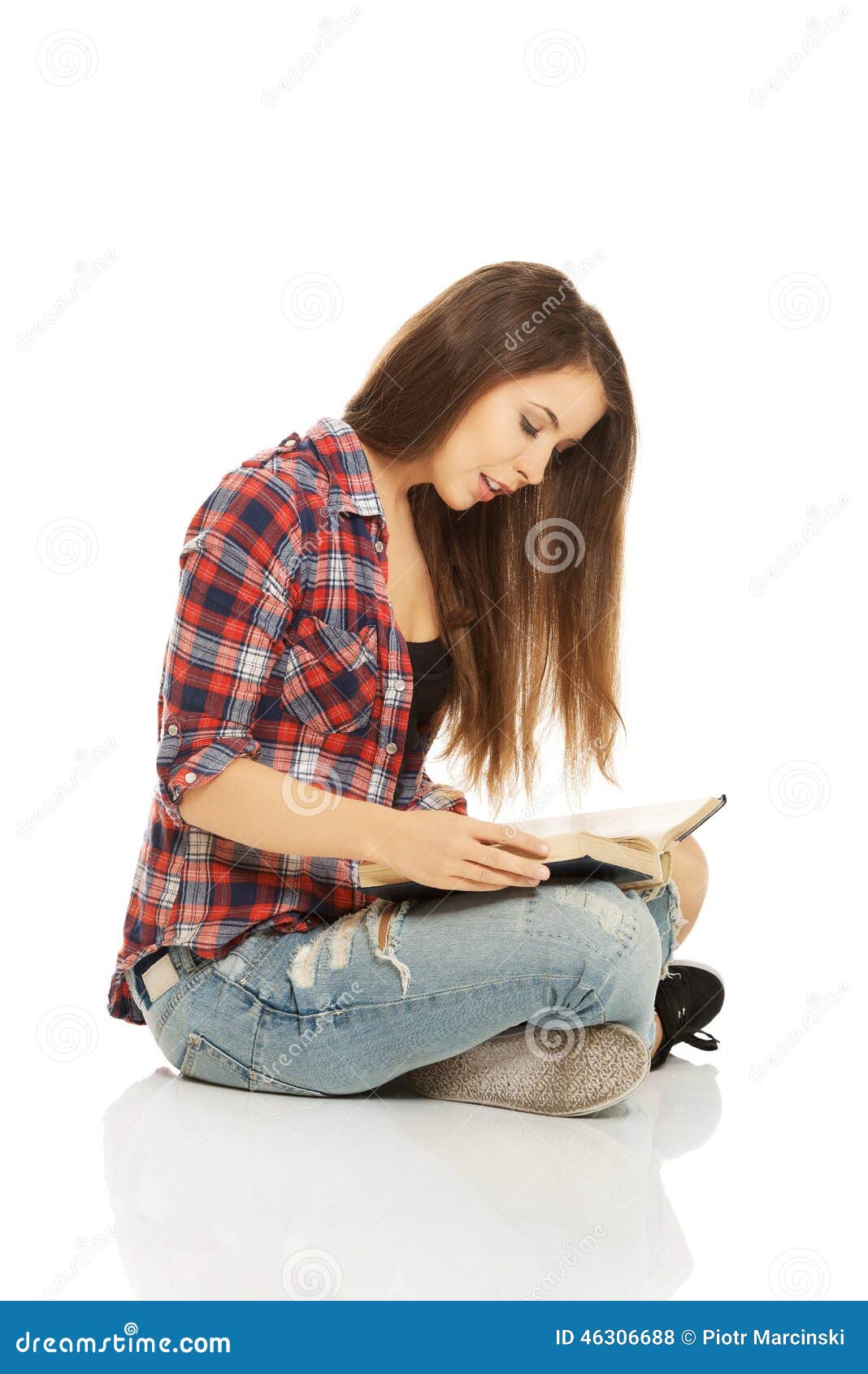 Woman sitting cross-legged stock photo. Image of adult - 46306688