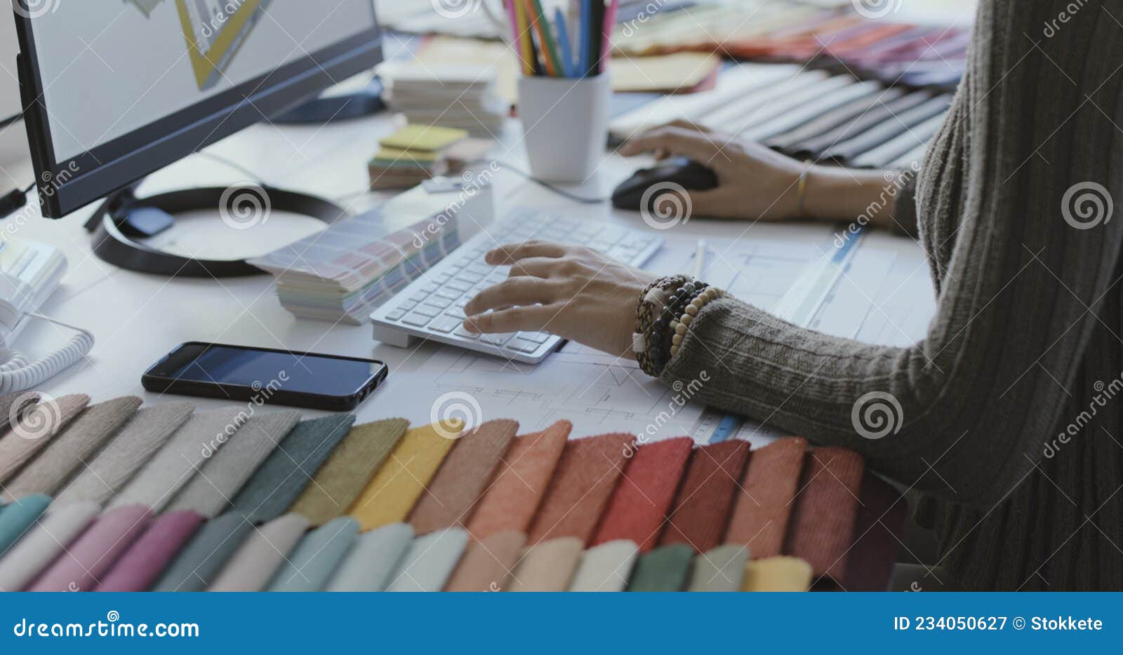 Interior Designer Working on a Project Stock Image - Image of designer ...