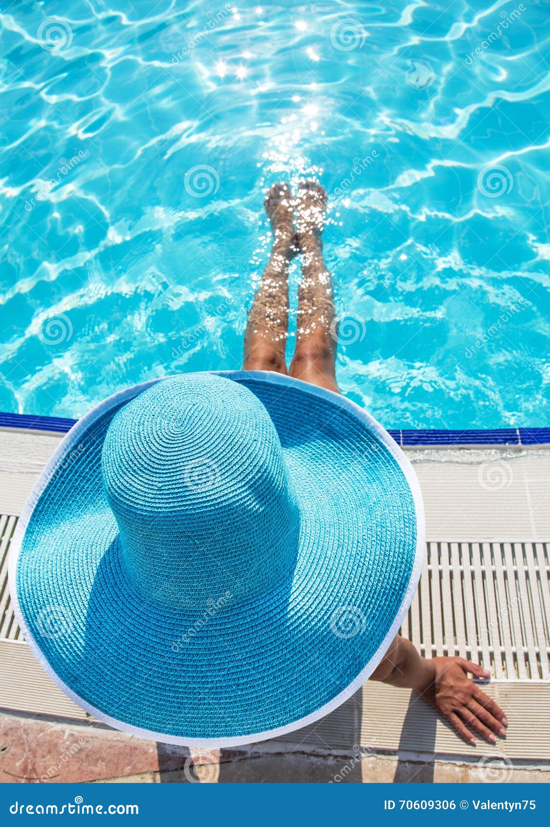 Woman Sitting on a Edge of Swimming Pool. Stock Photo - Image of ...