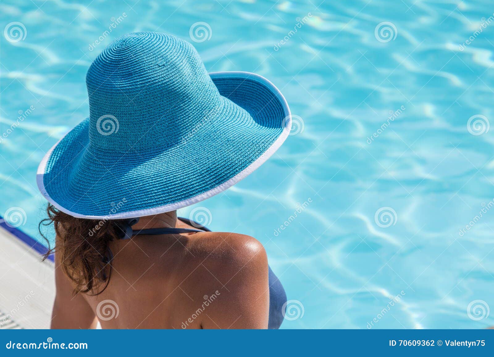 Woman Sitting on a Edge of Swimming Pool. Stock Photo - Image of pool ...