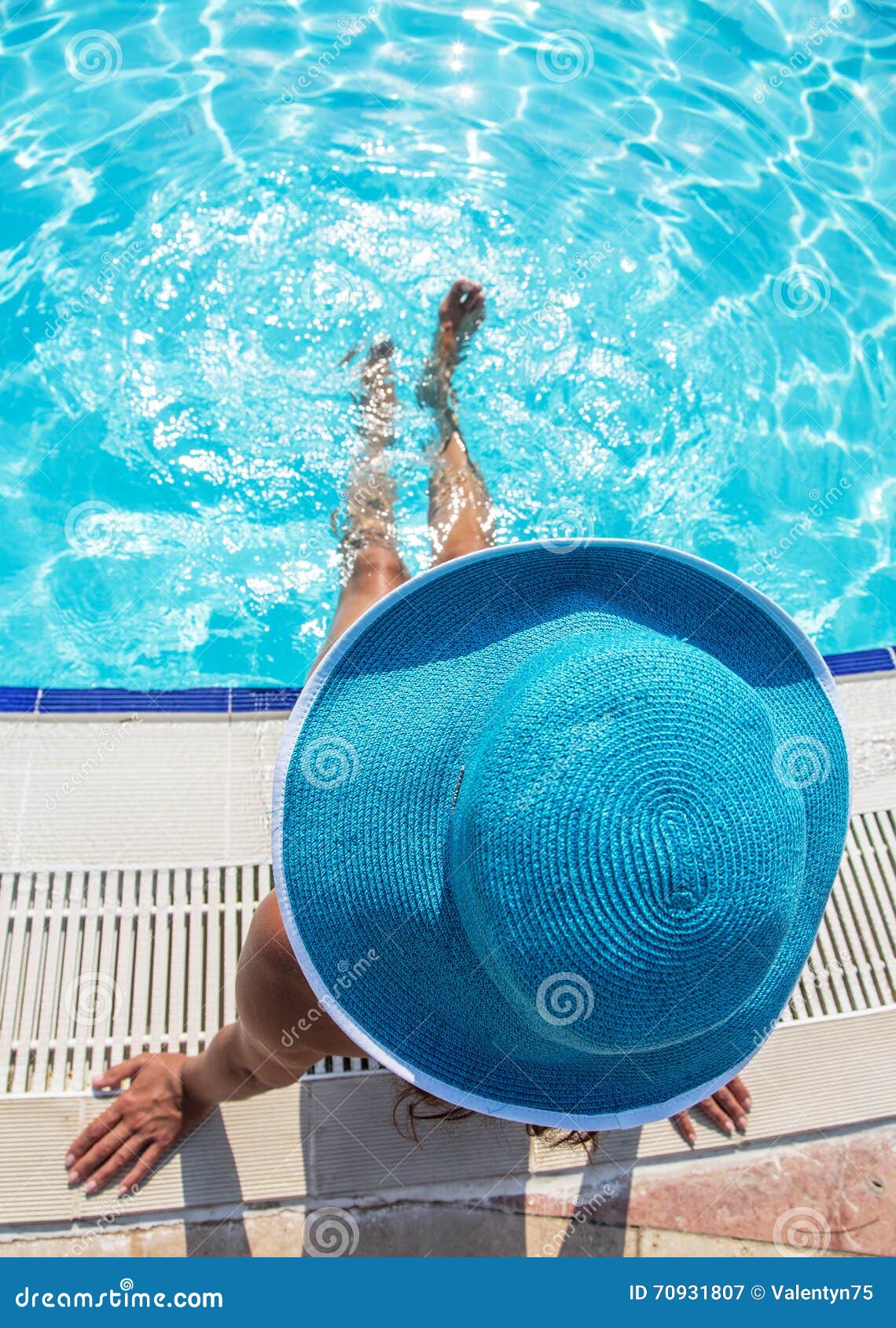 Woman Sitting on a Edge of Swimming Pool. Stock Image - Image of ...