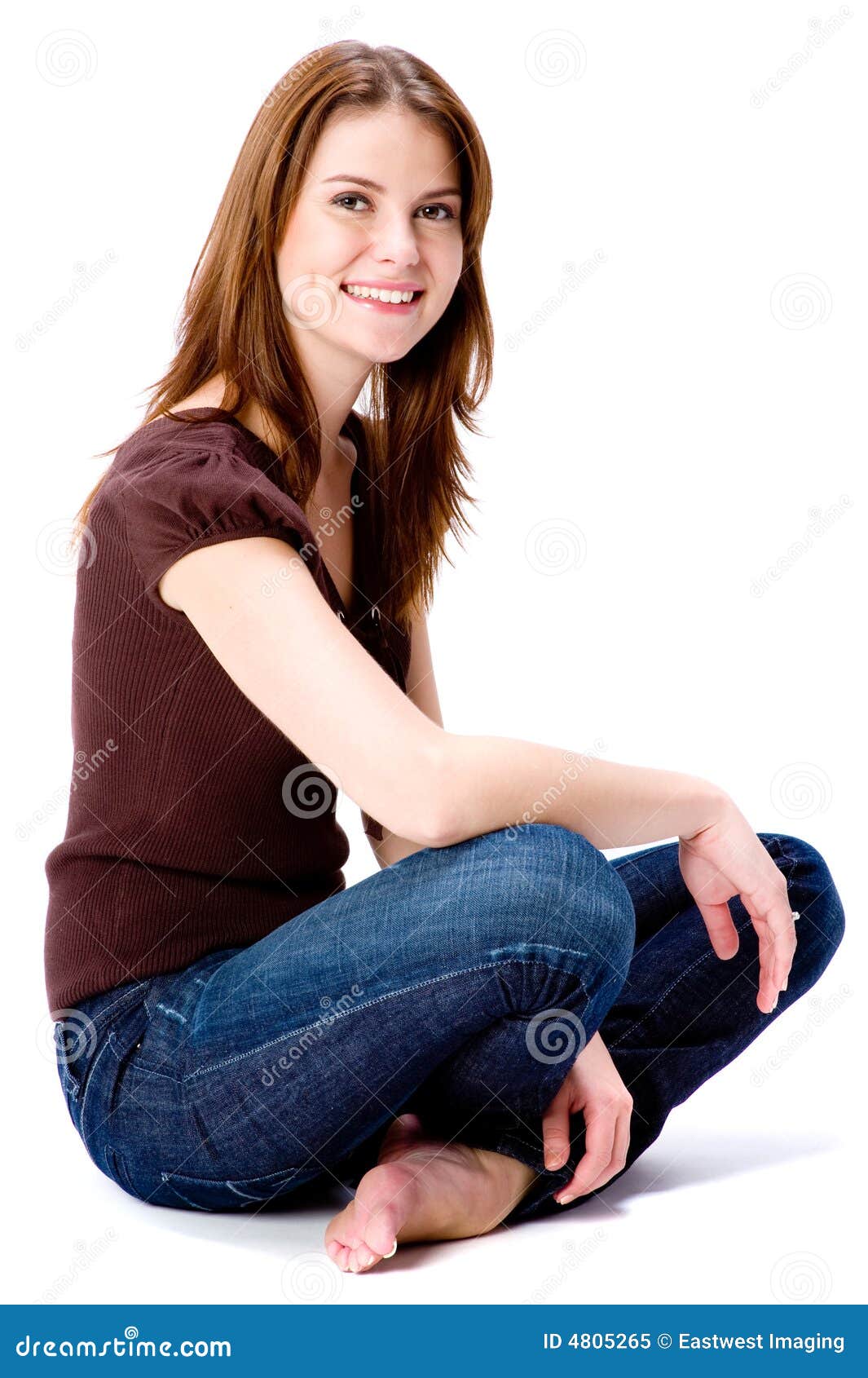 Woman Sitting On Floor stock image. Image of model, beauty - 4805265