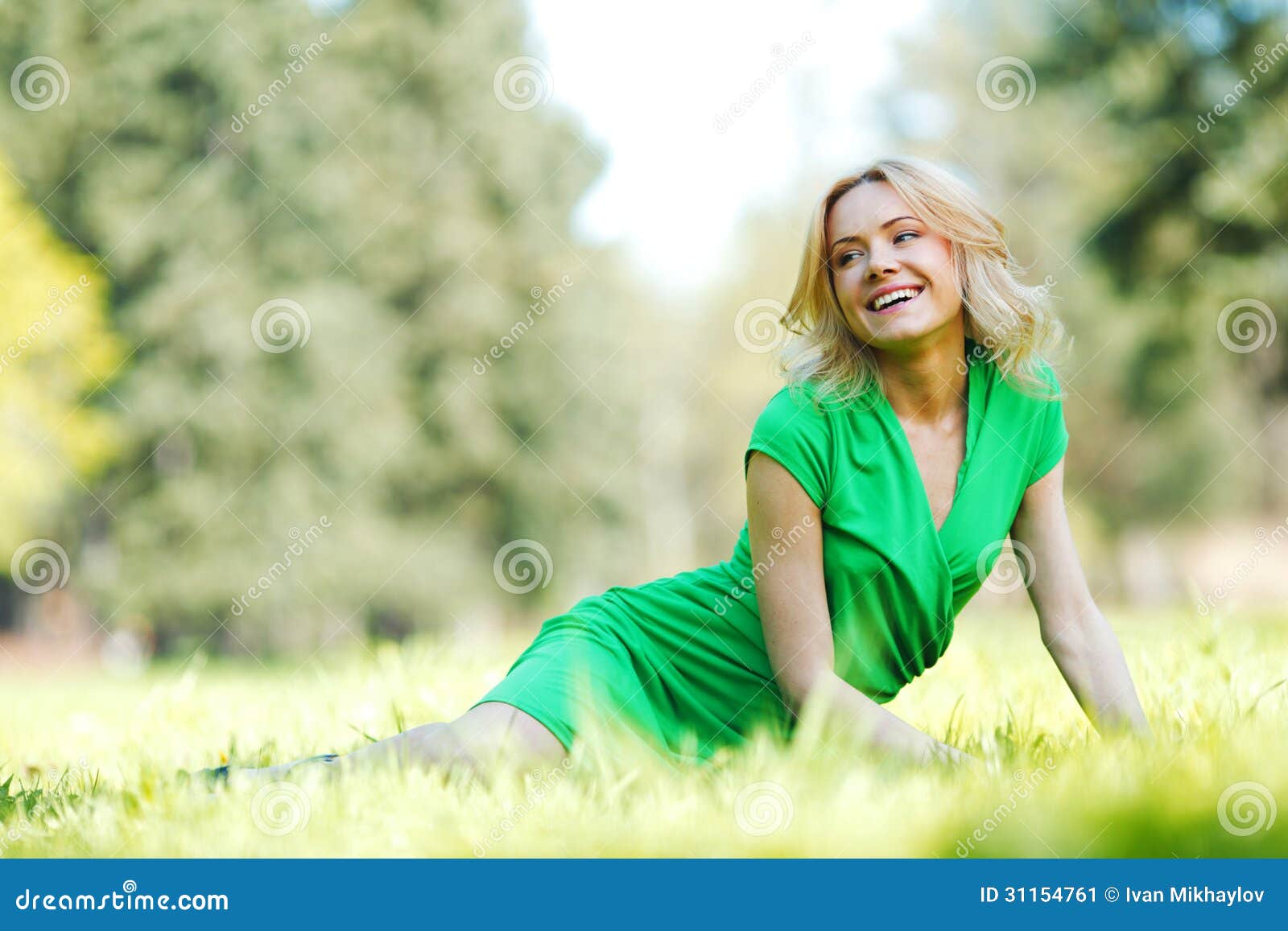 Woman sitting on grass stock image. Image of female, girl - 31154761