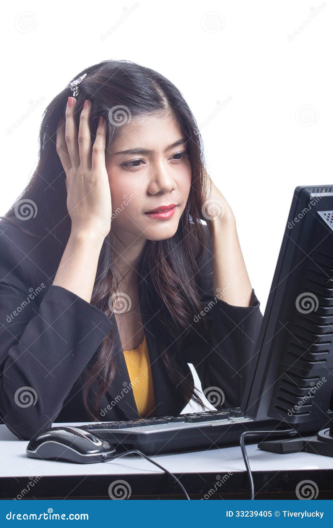 Woman sitting headache stock image. Image of fatigue - 33239405