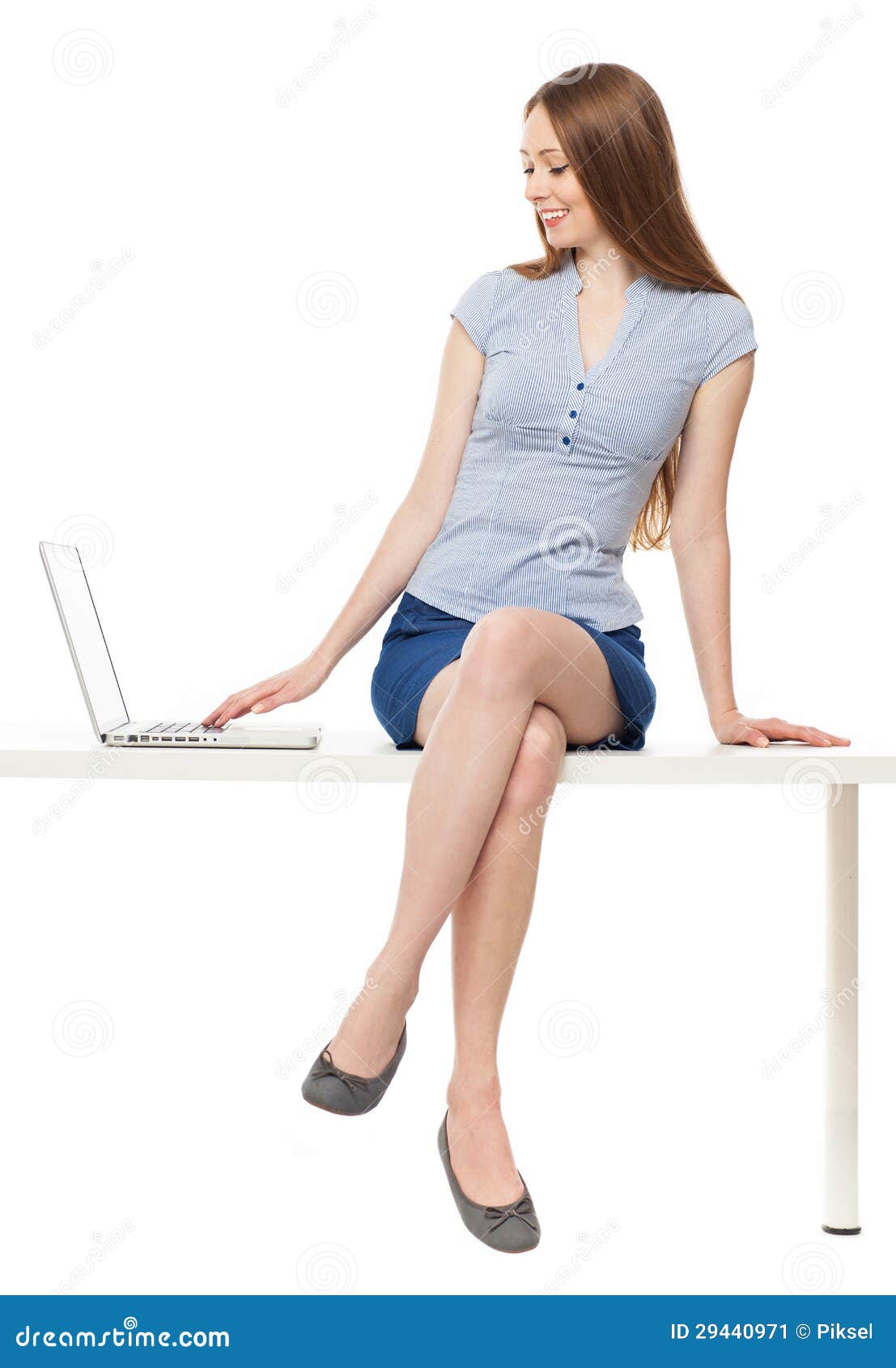 Woman Sitting With A Laptop Stock Image Image Of Businesswoman