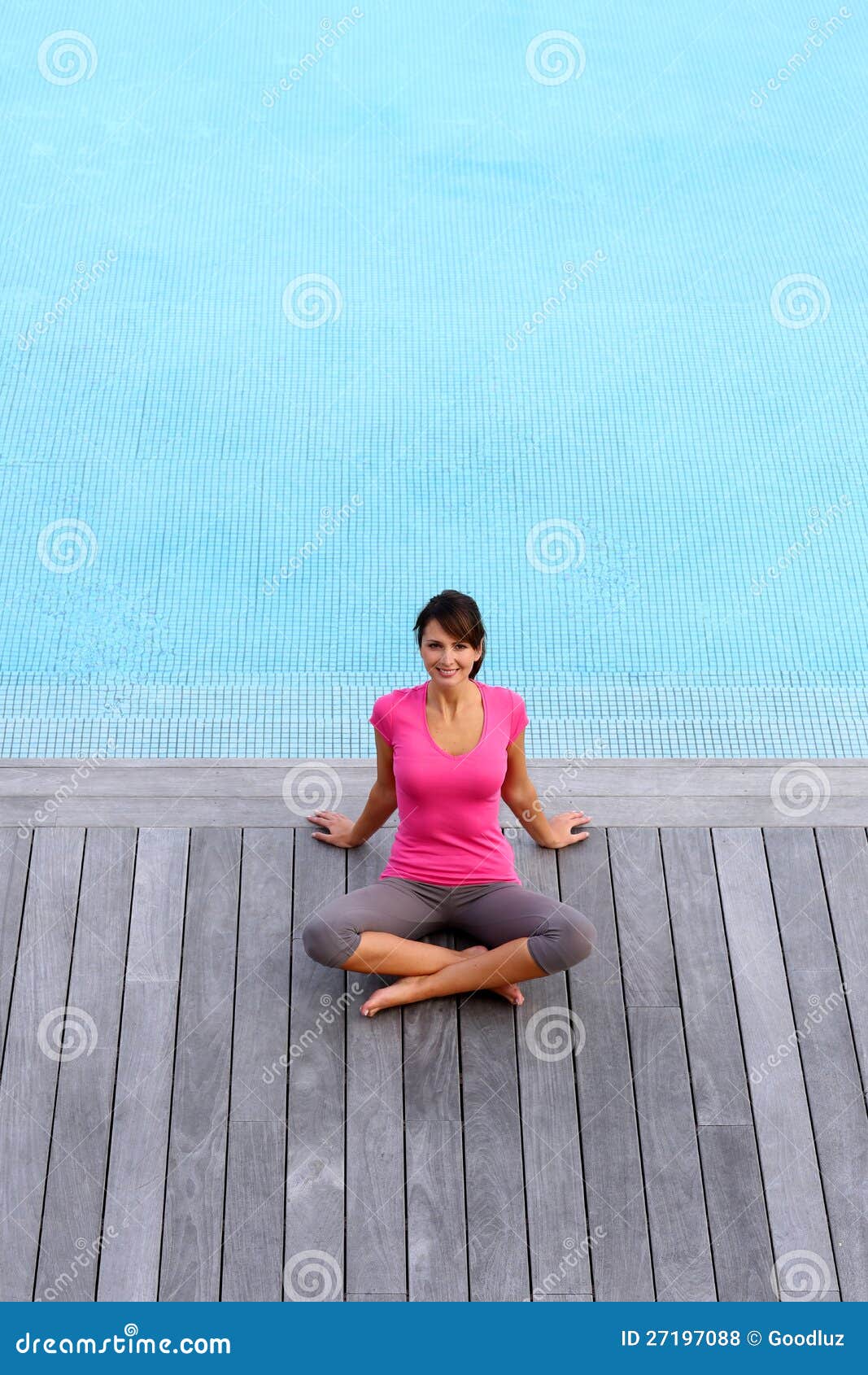Woman sitting by pool stock photo. Image of sport, swimmingpool - 27197088