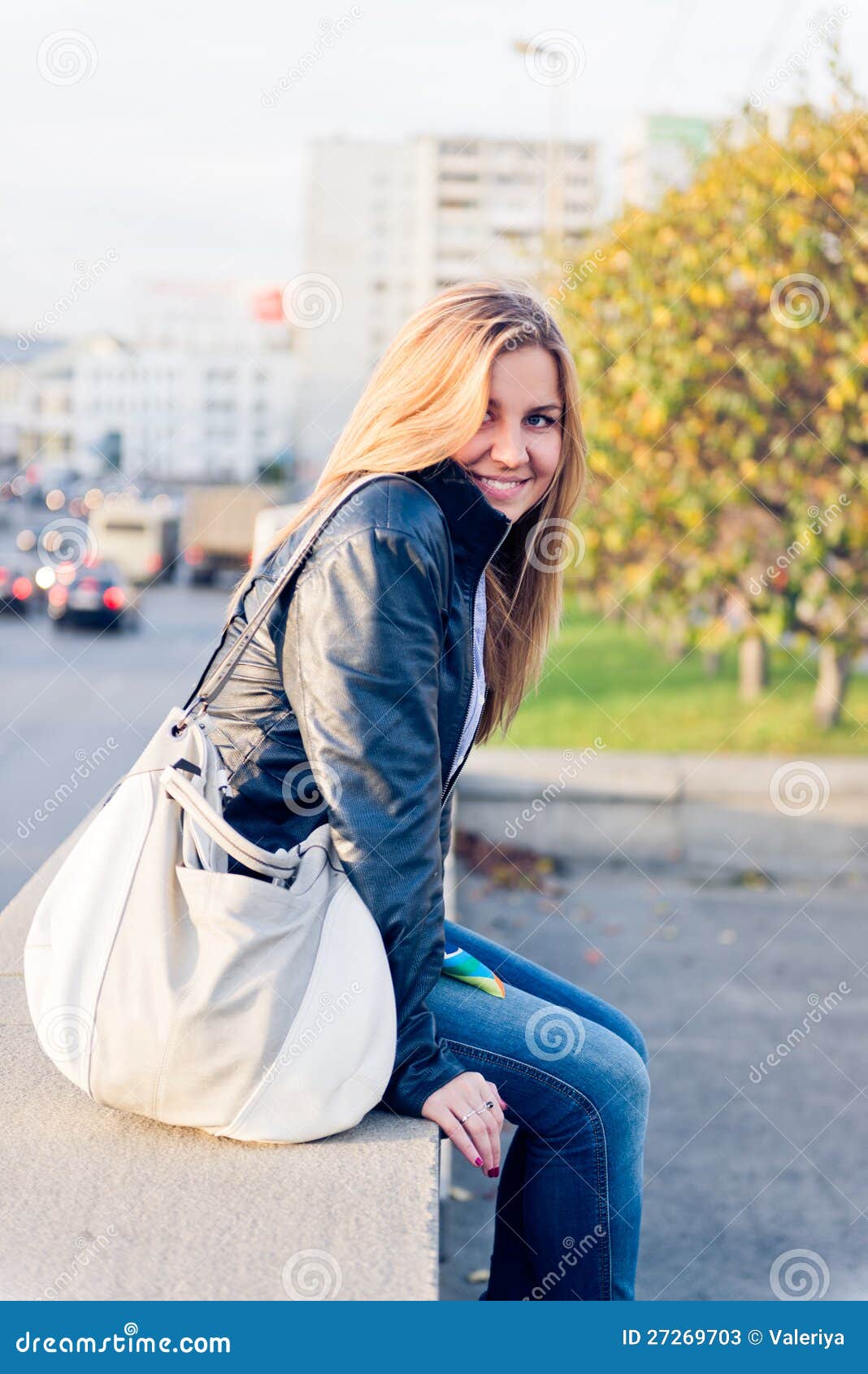 Woman Sitting at the Railing. Stock Image - Image of people, long: 27269703