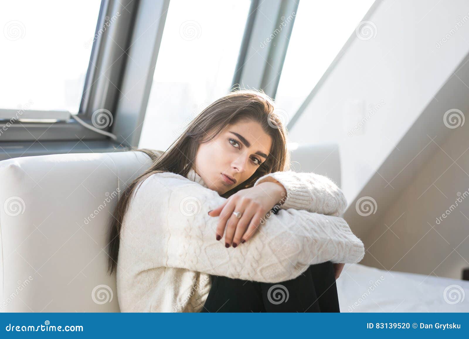 Woman sitting relaxed stock photo. Image of person, casual - 83139520