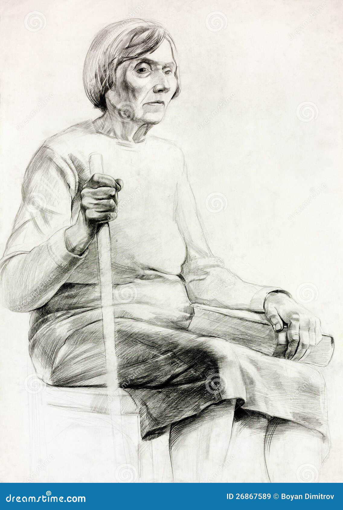 Woman sitting sketch stock illustration. Illustration of drawing - 26867589