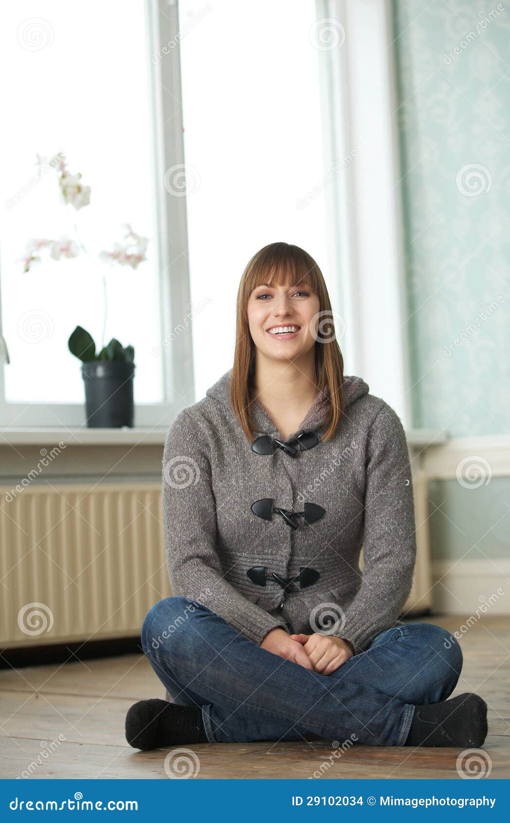 Woman Sitting and Smiling stock photo. Image of face - 29102034