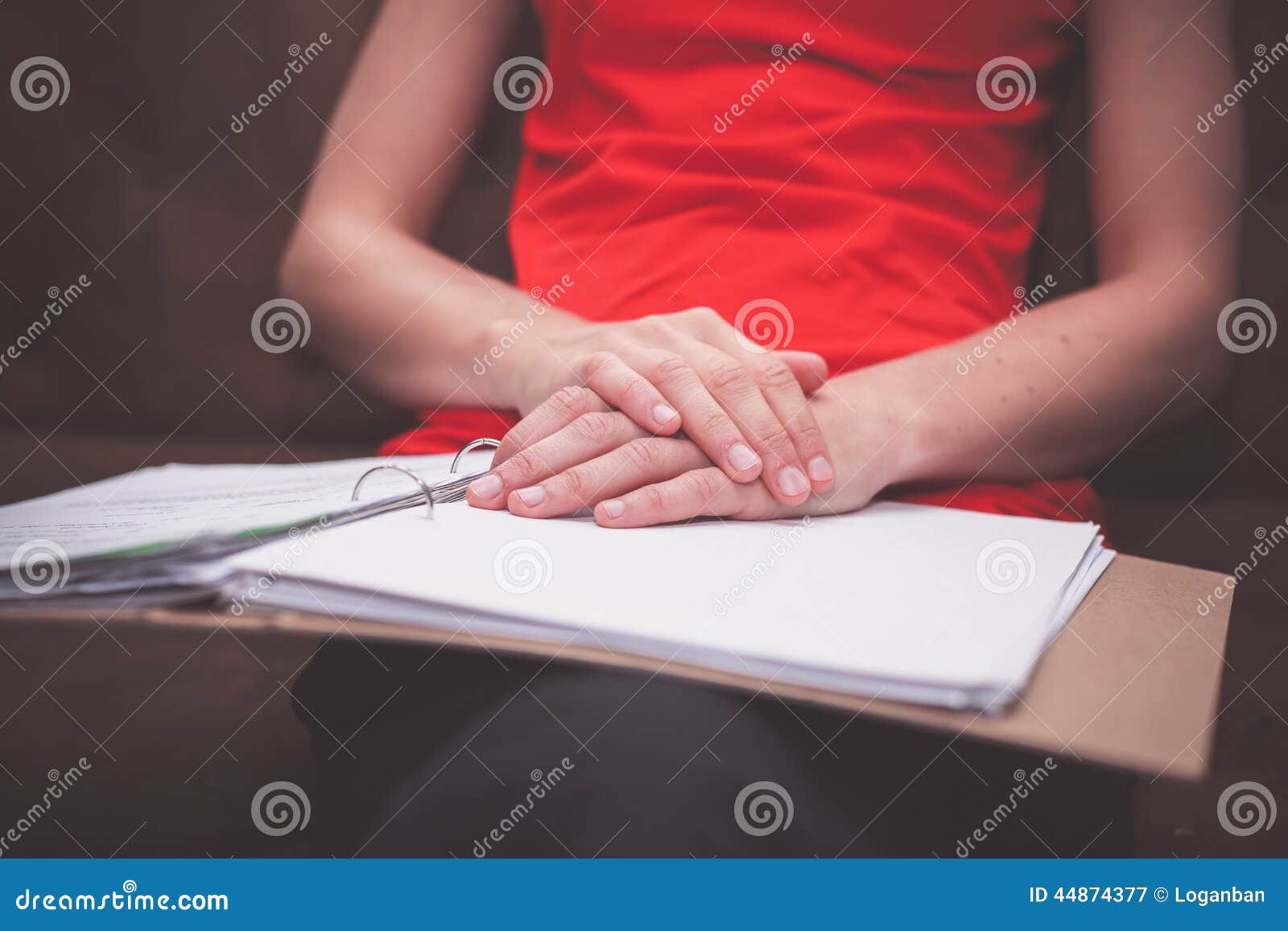 Woman Sitting on Sofa with Documents Stock Image - Image of attractive ...