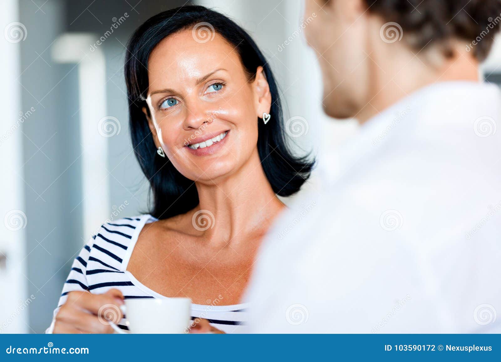 Woman having tea at home stock photo. Image of lady - 103590172