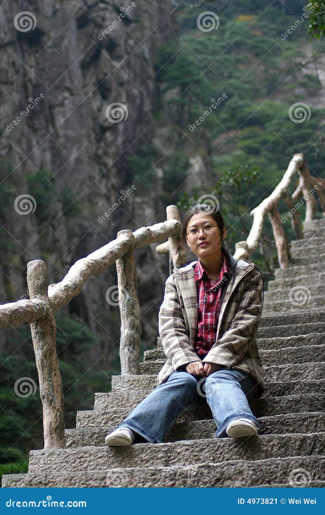 Woman Sitting on Steep Steps Stock Image - Image of chinese, seated ...
