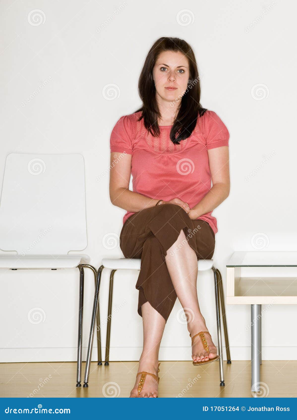 Woman Sitting in Waiting Room Stock Photo - Image of portrait, european ...
