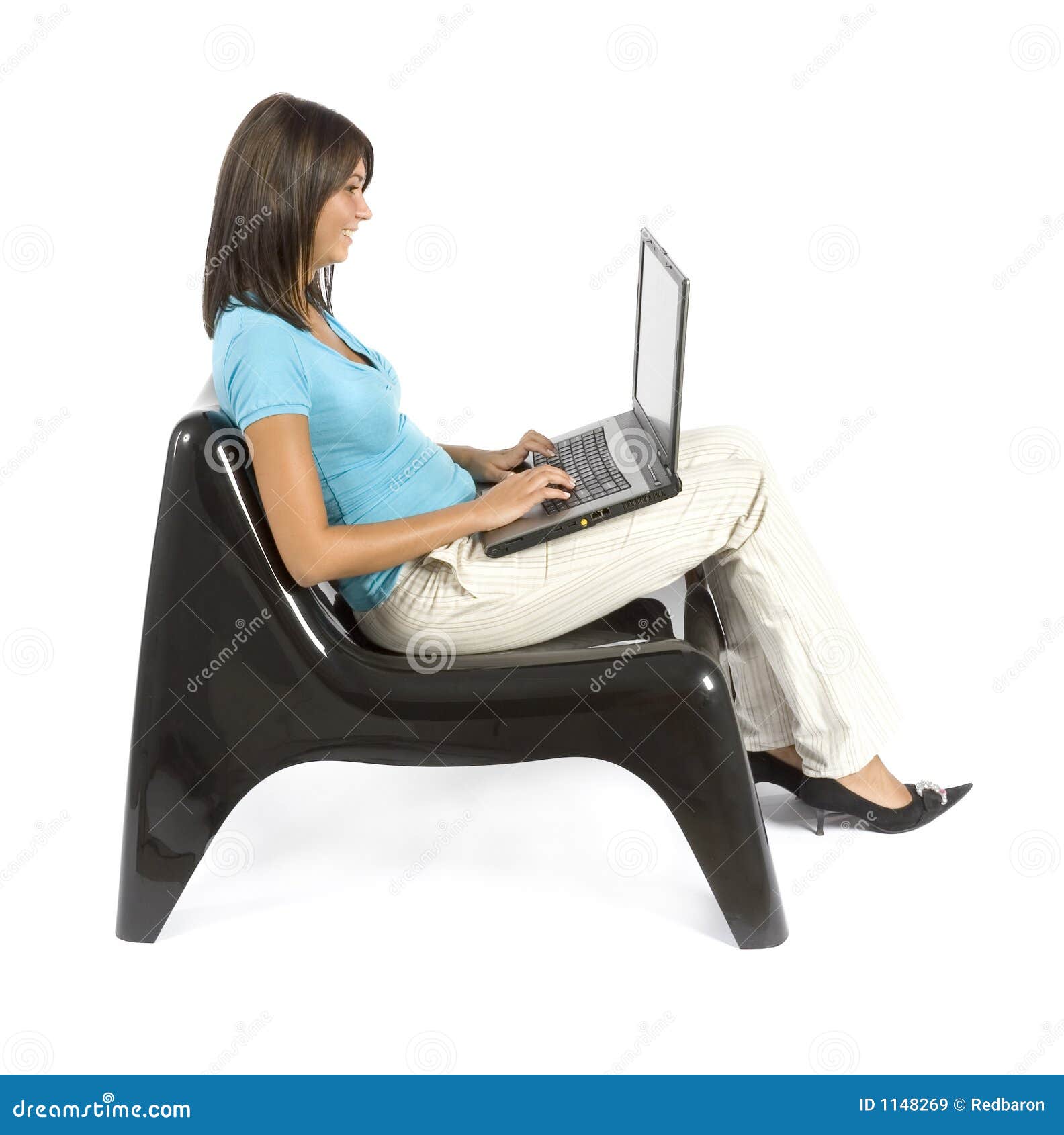 Woman Sitting; Working Computer Stock Image - Image of manager, academy ...