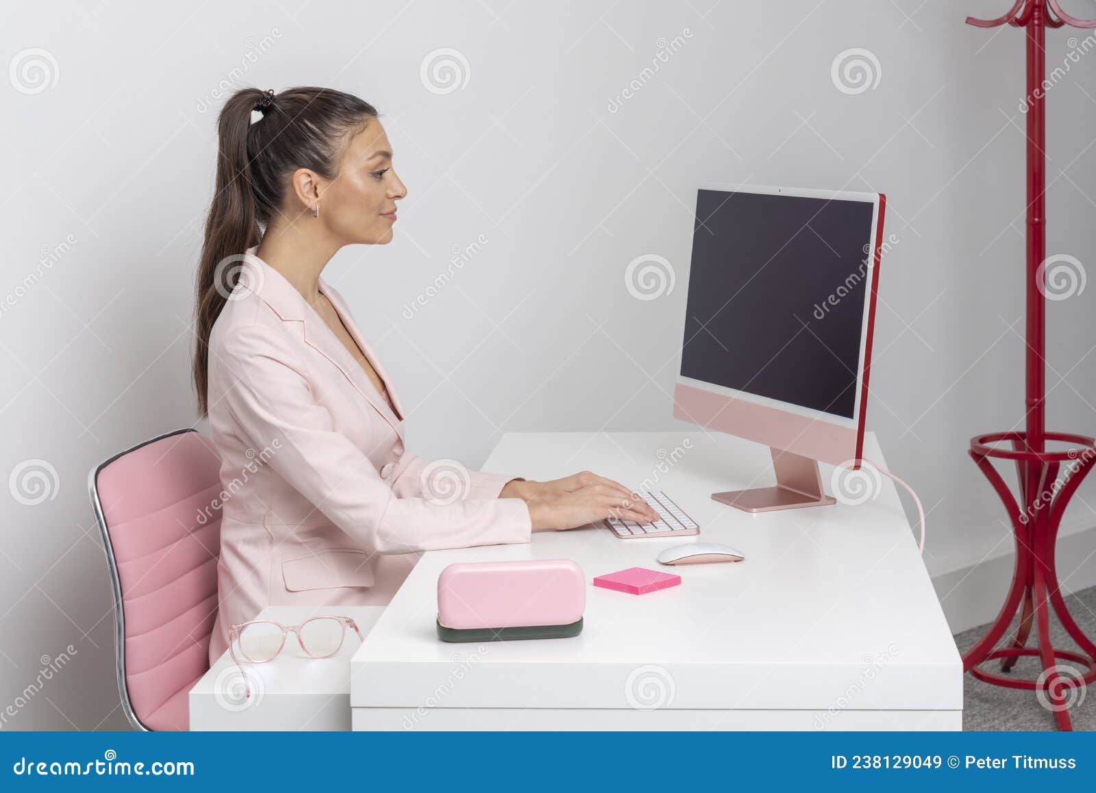 Working from Home, Attractive Woman Using Computer Stock Image - Image ...