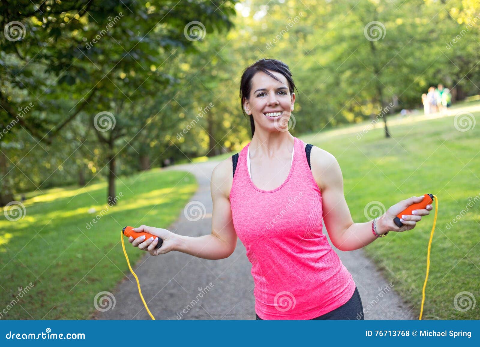 Woman skipping stock photo. Image of active, portrait - 76713768
