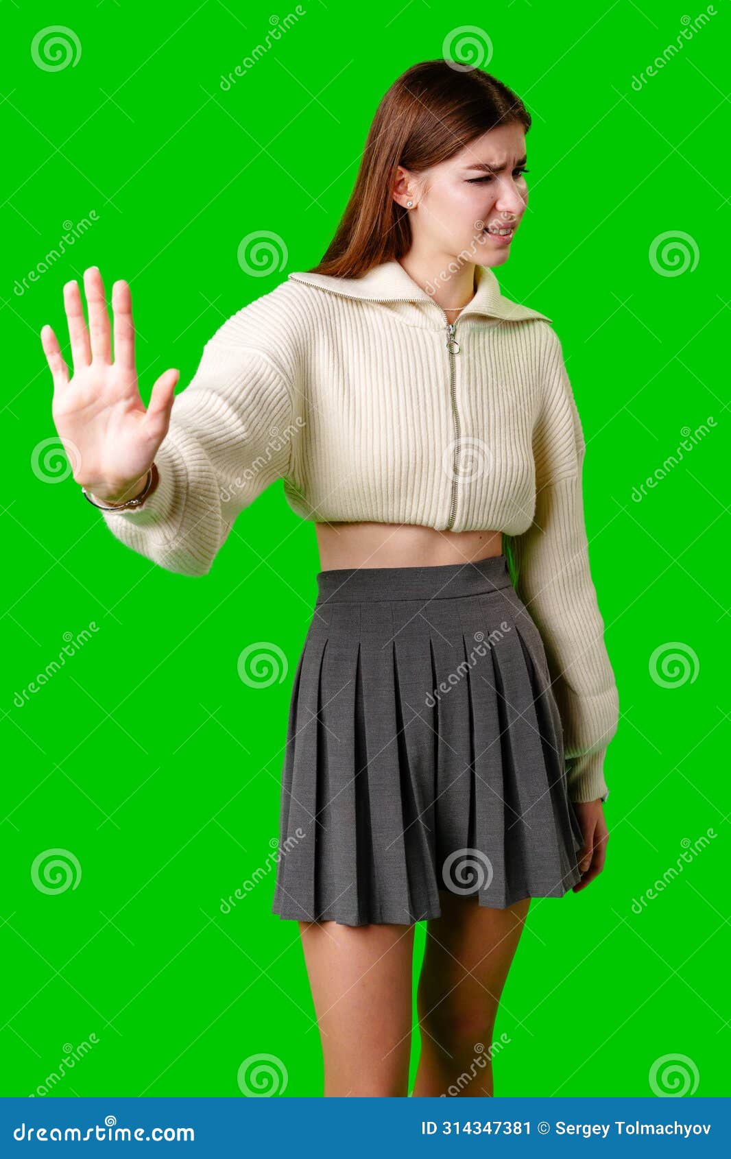 Woman in Skirt Making Stop Sign Stock Image - Image of intersection ...