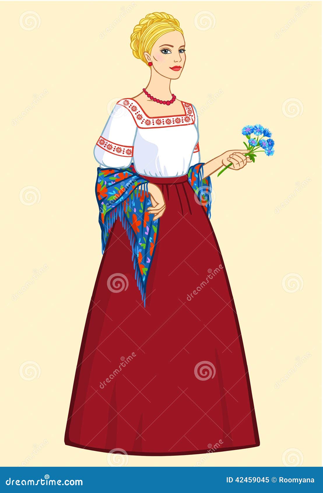 Woman of Slavic Appearance in Ancient Clothes Stock Vector ...