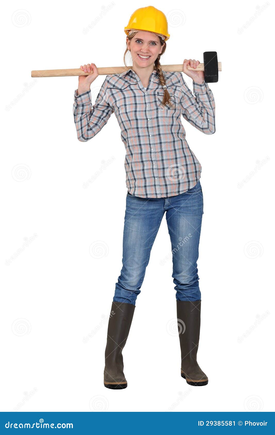 Woman with Sledge-hammer Over Shoulders Stock Image - Image of person ...