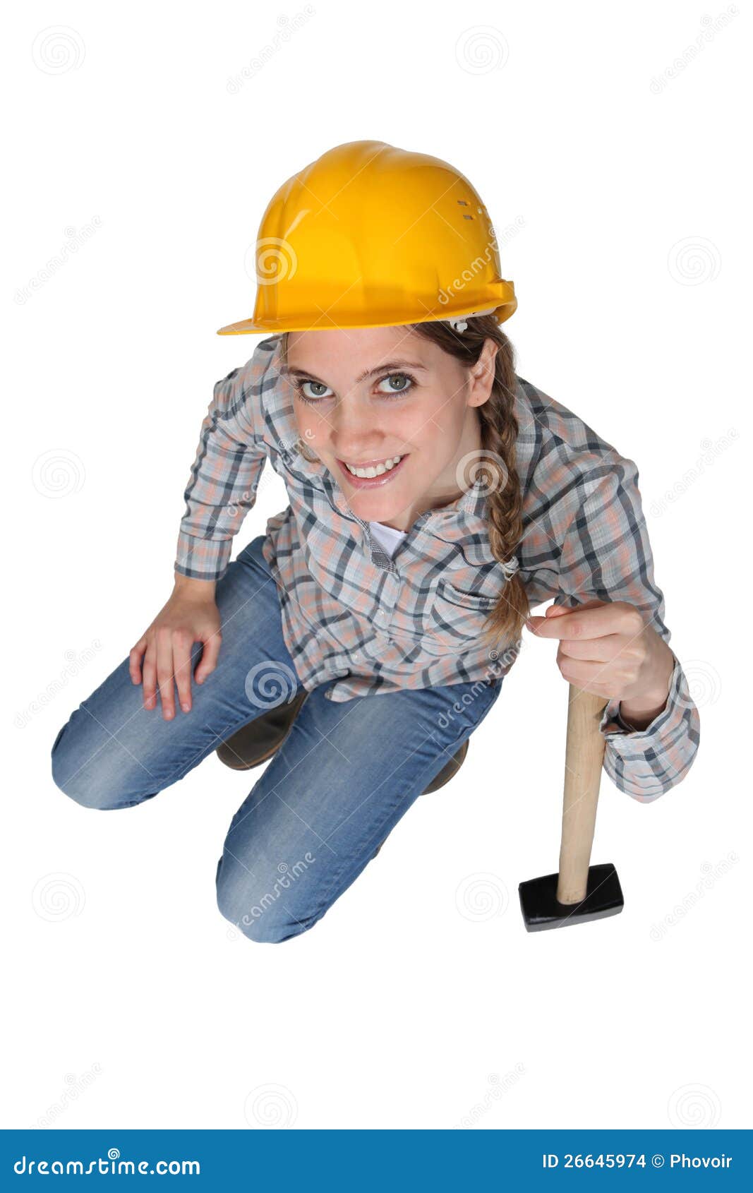 Woman with a sledgehammer. stock photo. Image of hard - 26645974