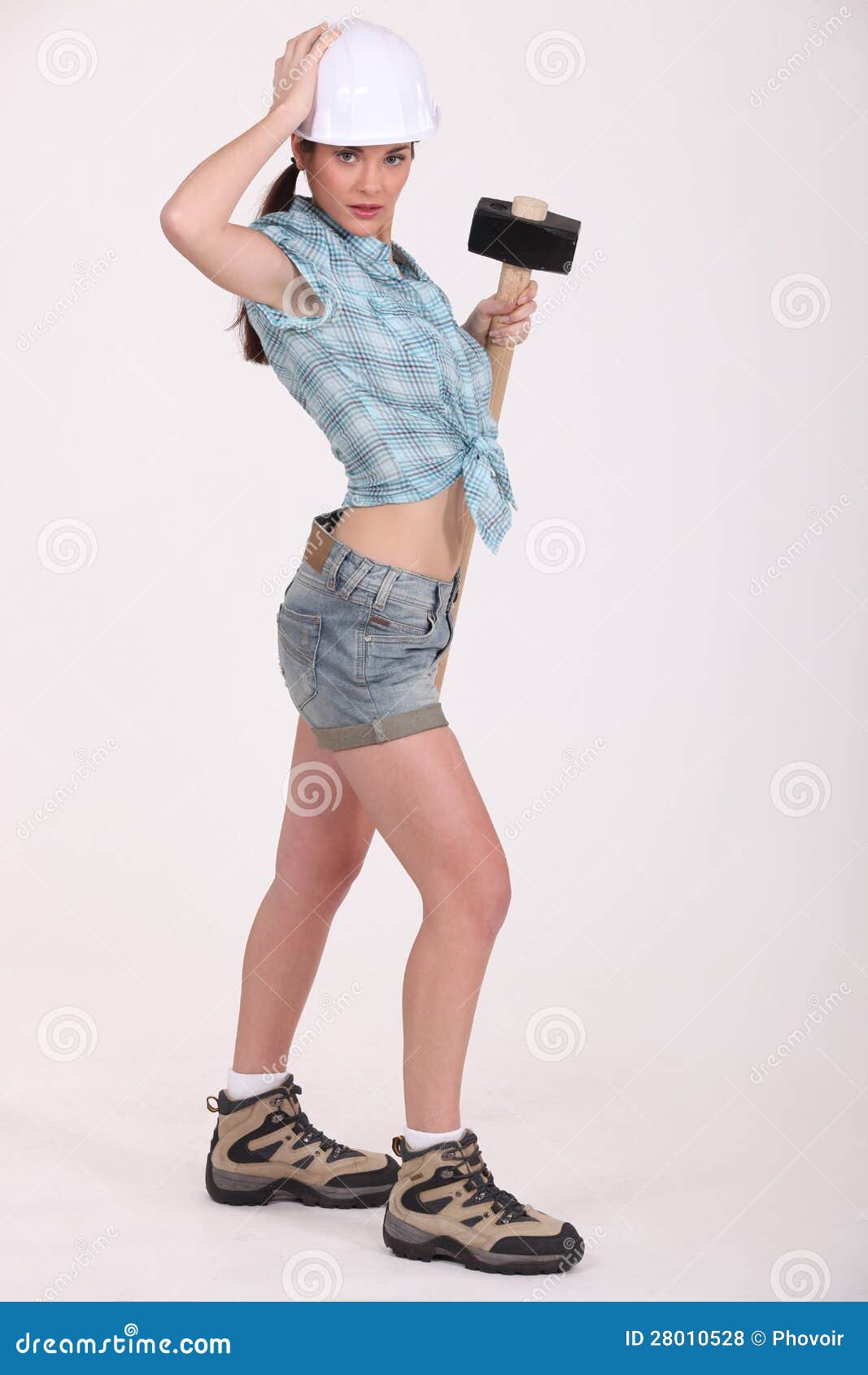 Woman with a sledgehammer stock photo. Image of sensuality - 28010528