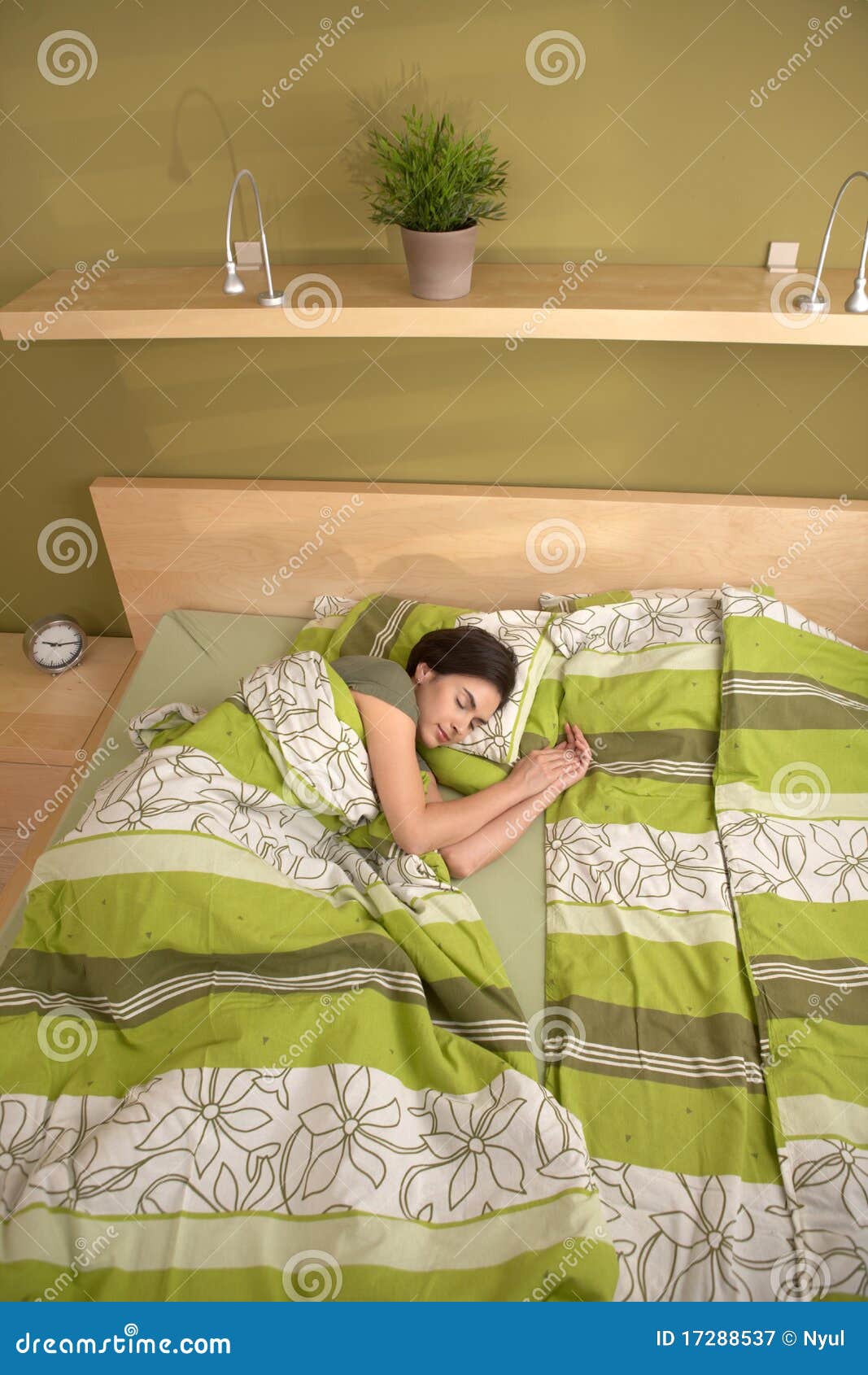 Woman Sleeping Alone in Morning Stock Image - Image of female, colored ...