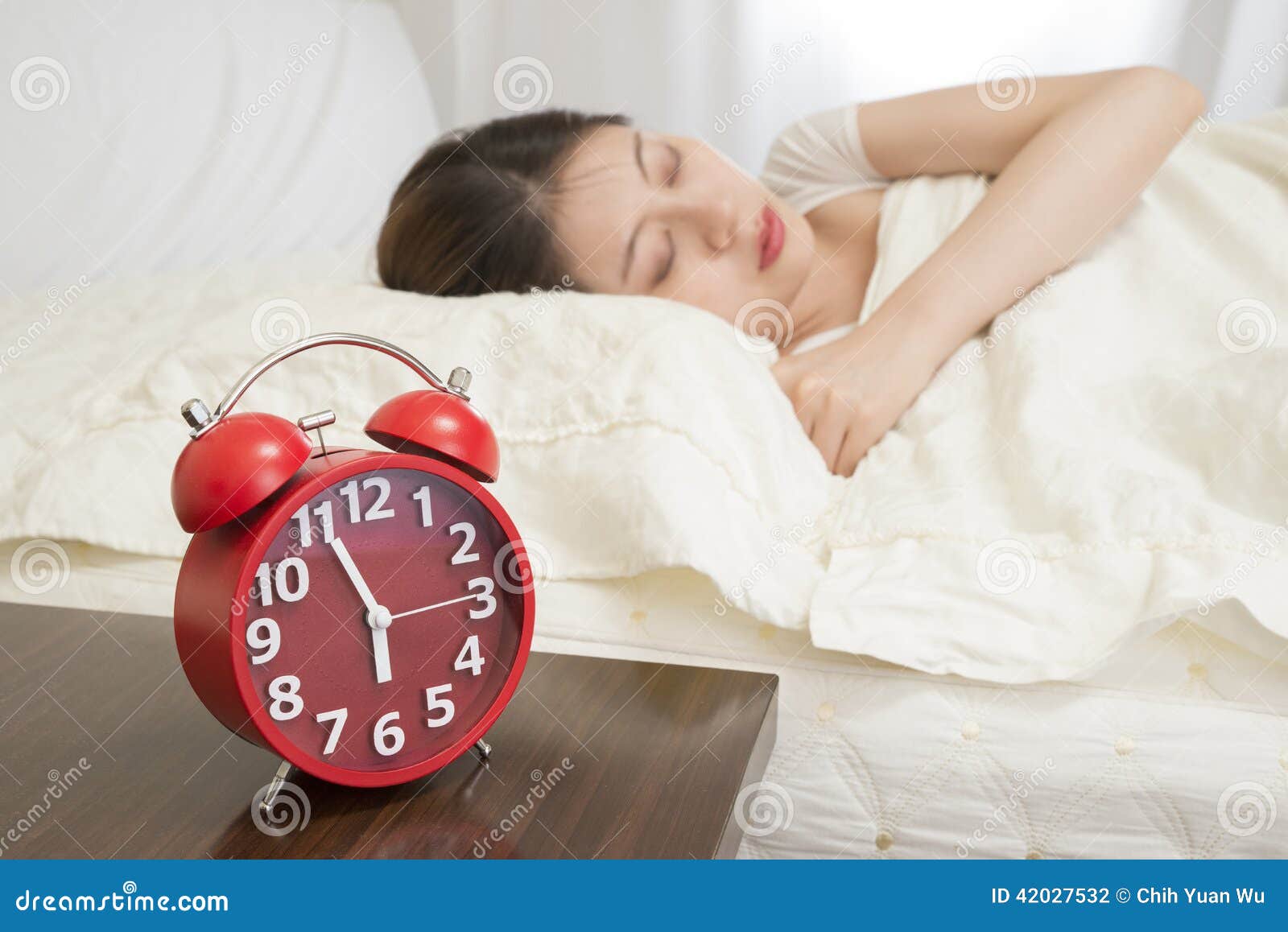 Woman Sleeping in Bed beside Alarm Clock Stock Photo - Image of bedtime ...