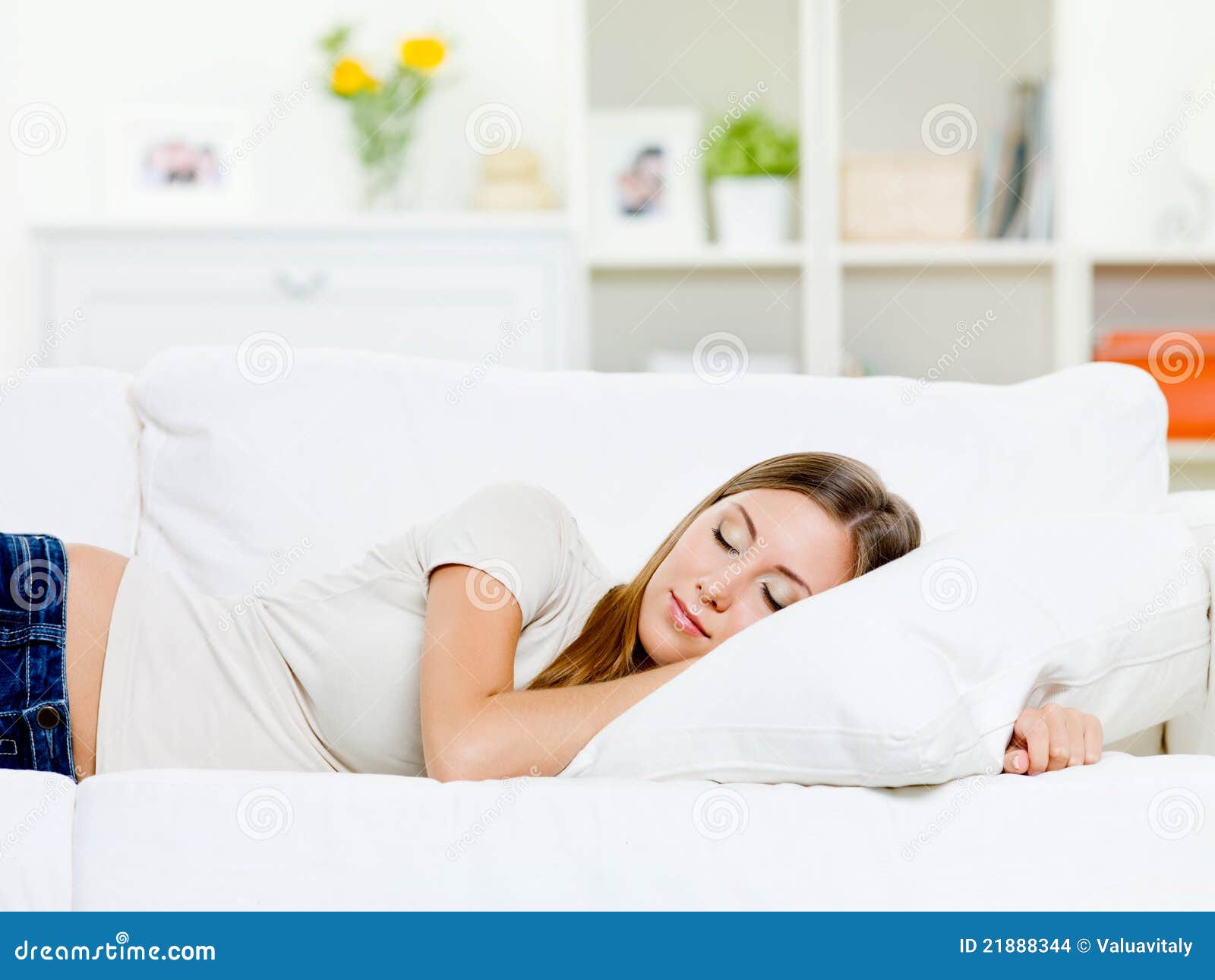 Woman sleeping at home stock photo. Image of pretty, horizontal - 21888344