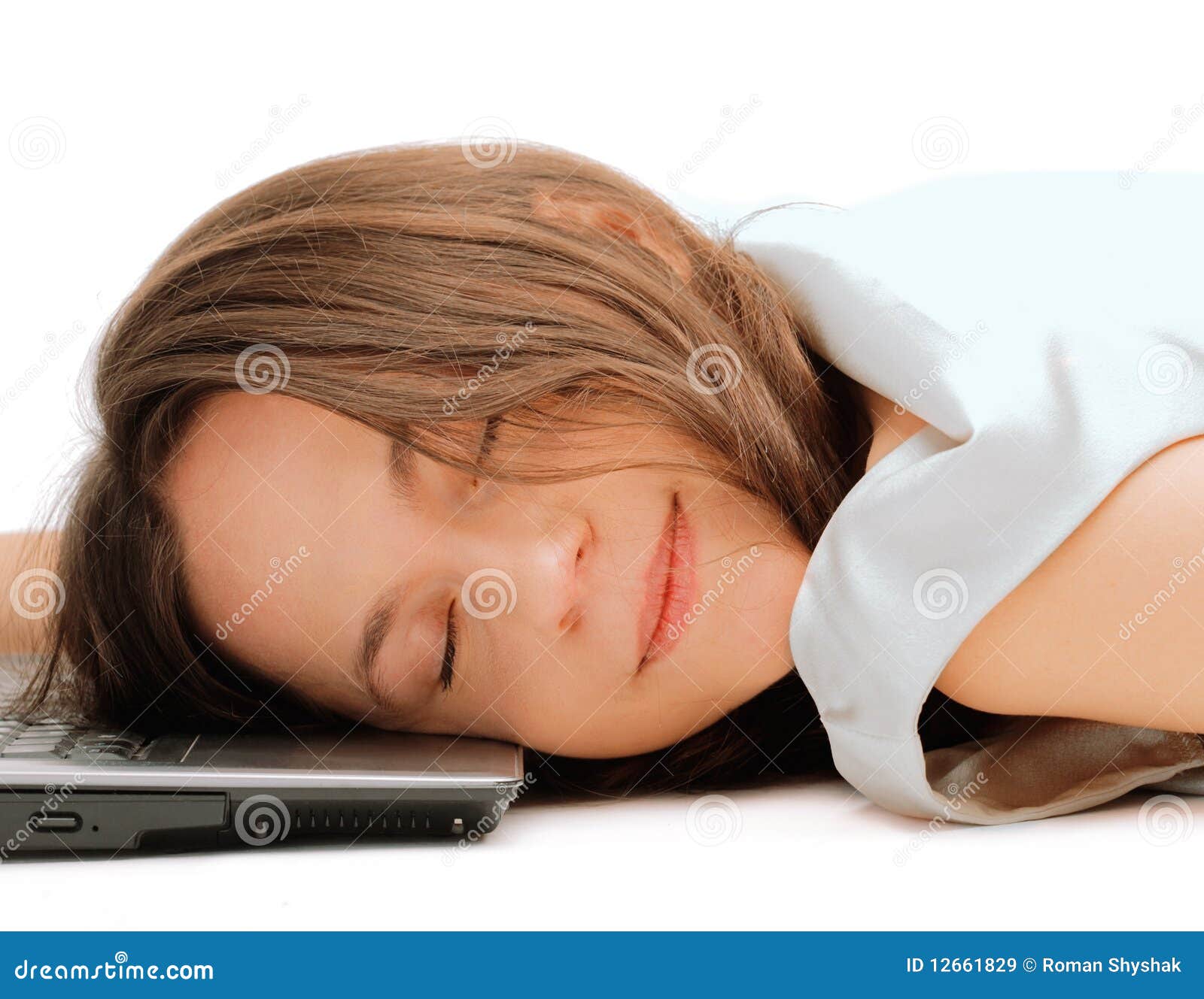 Woman Sleeping on the Laptop Stock Image - Image of tired, keyboard ...