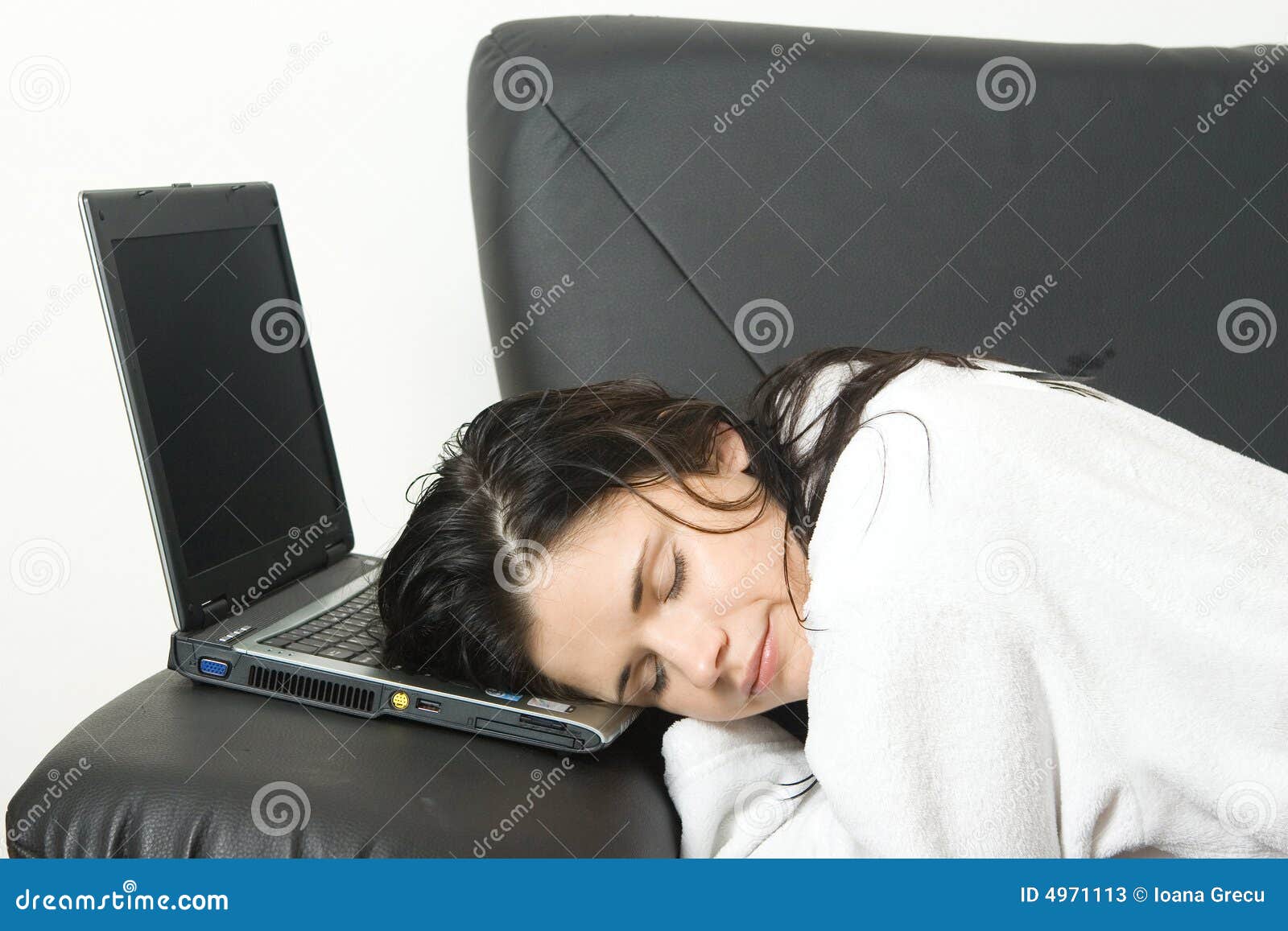 Woman sleeping with laptop stock image. Image of healthy - 4971113
