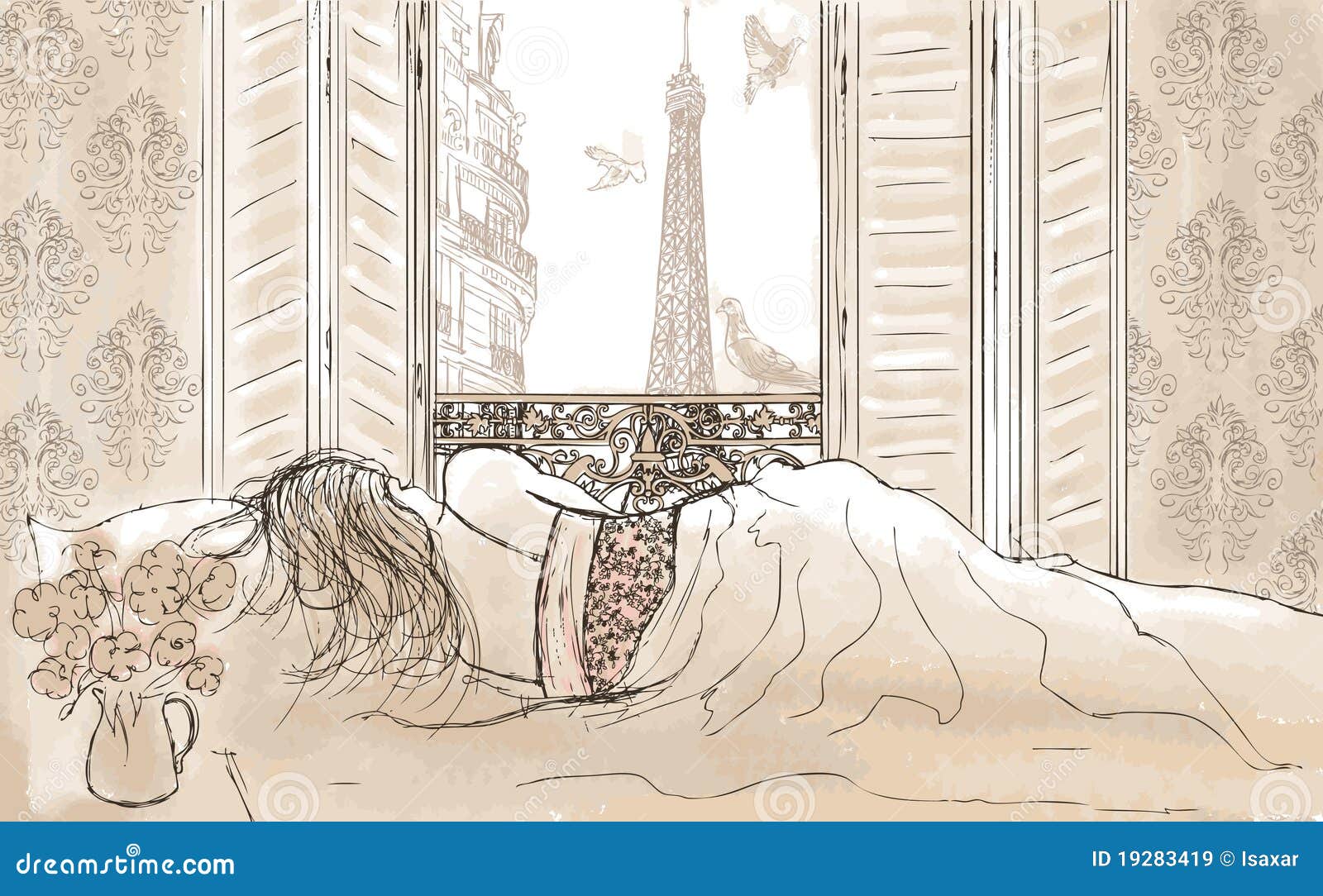 Woman Sleeping In The Fetal Position Cartoon Vector | CartoonDealer.com ...