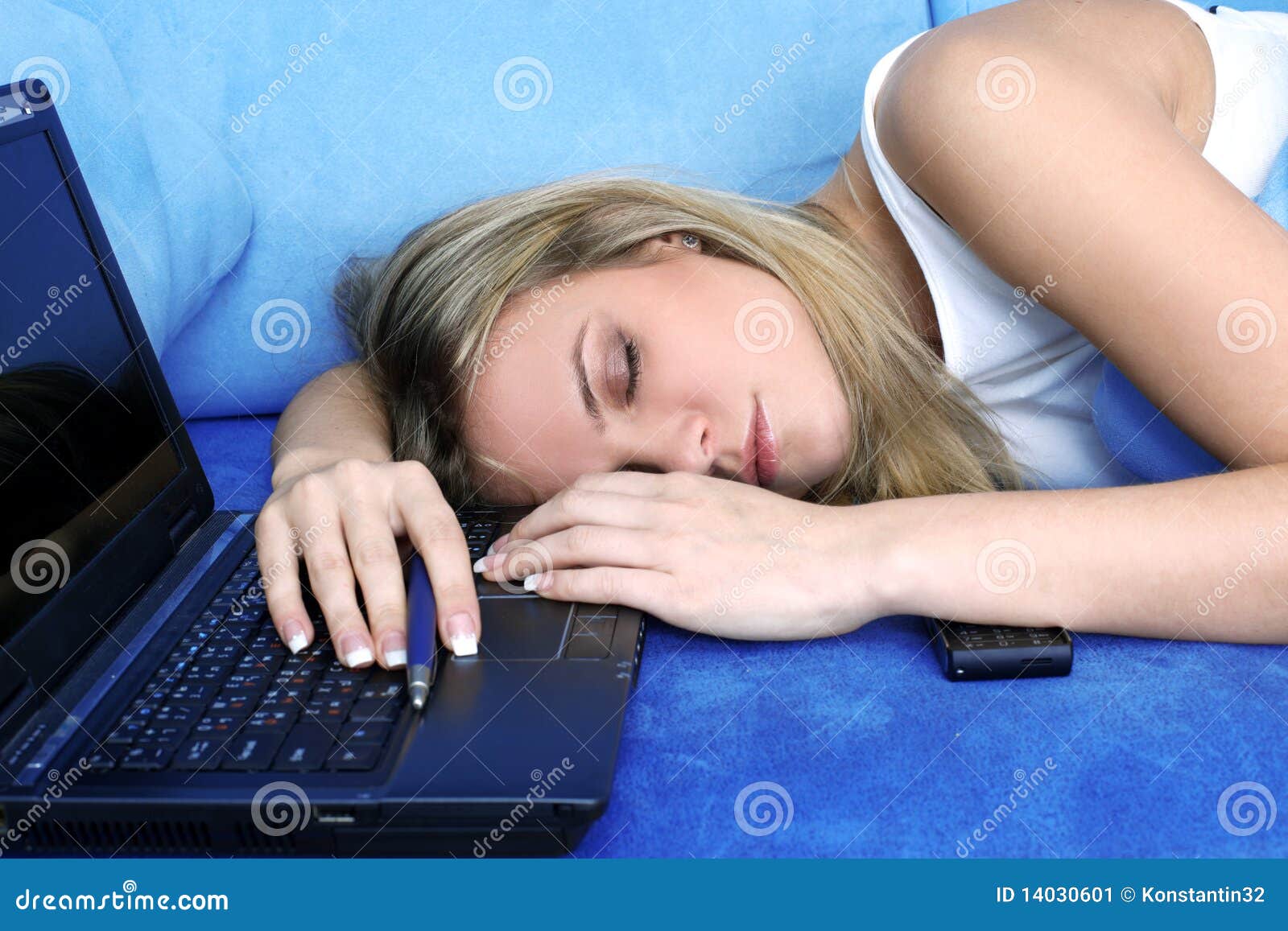 Woman sleeping at the PC stock image. Image of manager - 14030601