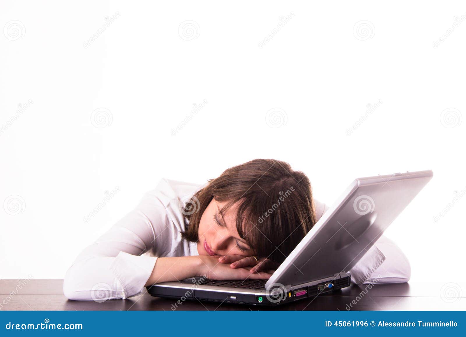 Woman sleeping at the PC stock photo. Image of closeup - 45061996