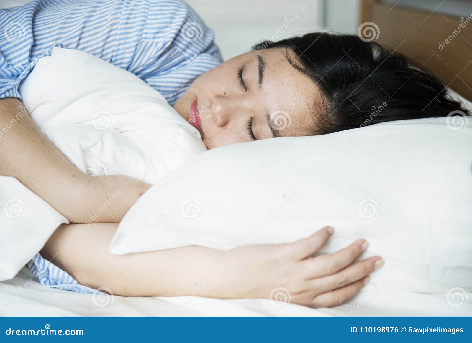A Woman Sleeping Peacefully on Bed Stock Photo - Image of female ...
