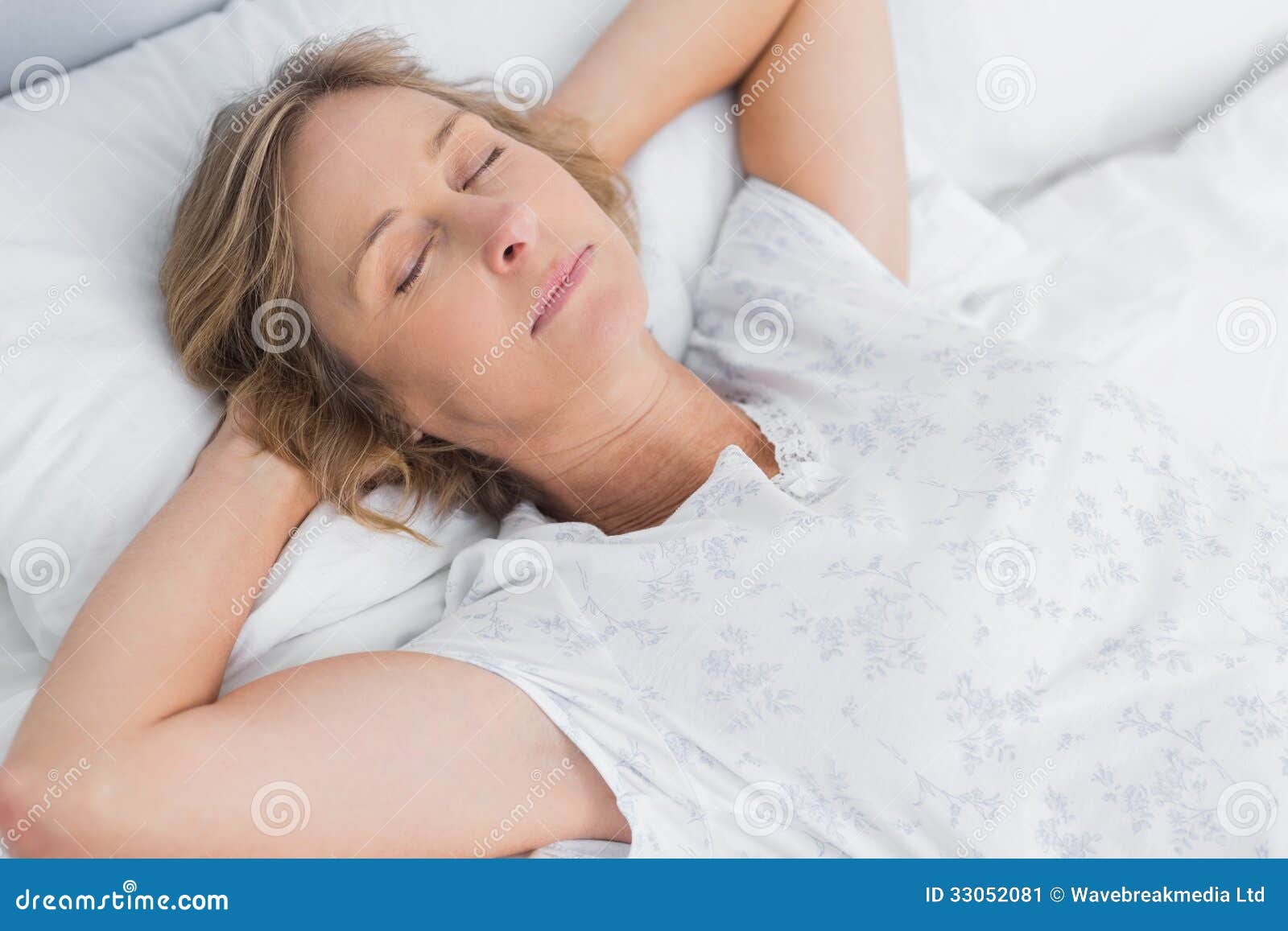 Woman Sleeping Peacefully in Bed Stock Image - Image of homey, pillow ...