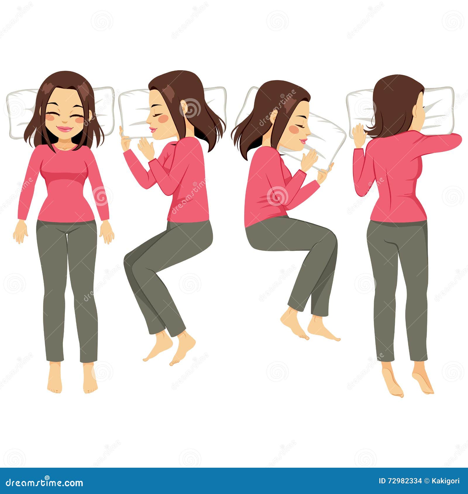 Woman Sleeping Poses stock vector. Illustration of view - 72982334