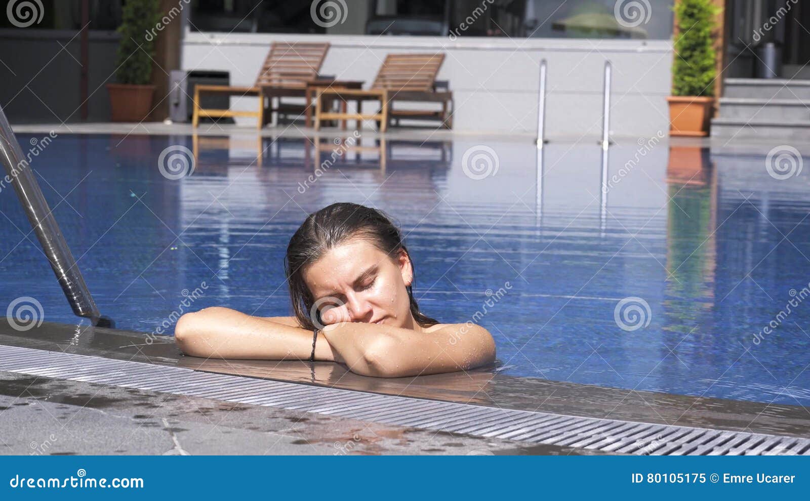 Woman Sleeping and Reposing in Swimming Pool Stock Video - Video of ...
