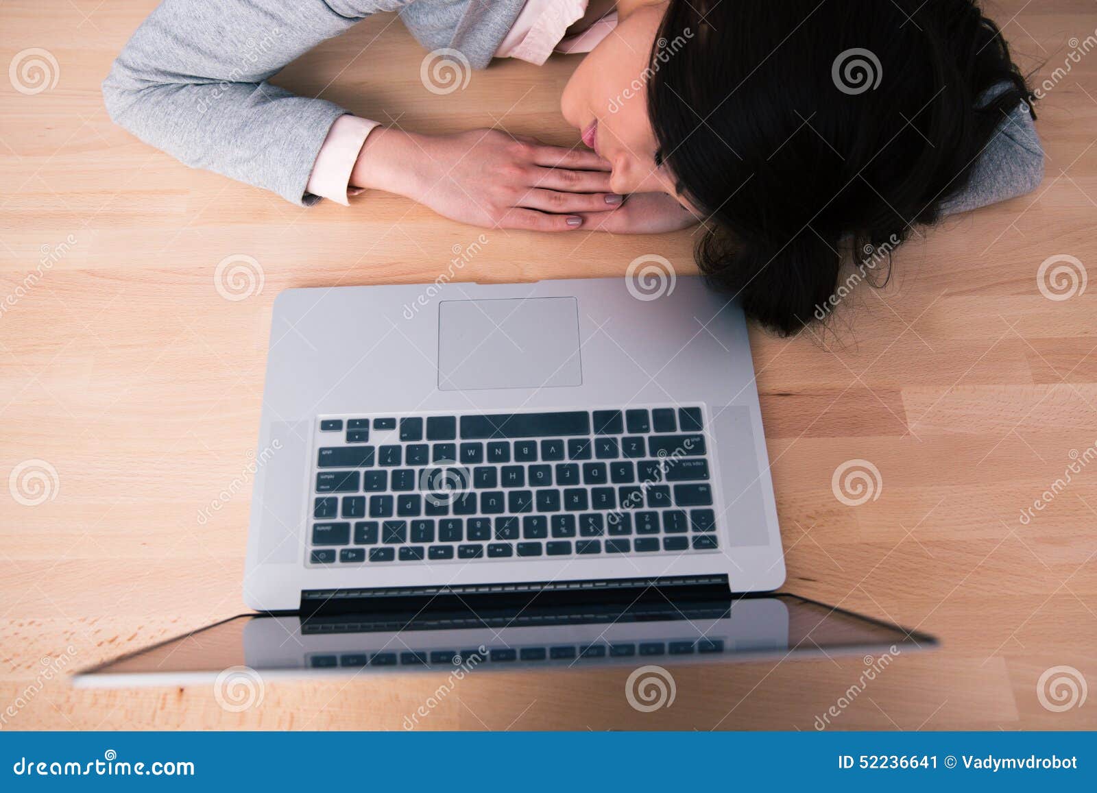 Woman Sleeping on the Table with Laptop Stock Image - Image of deadline ...