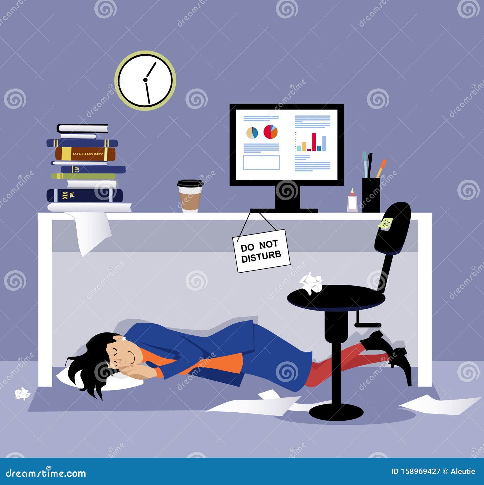 Slacking At Work Vector Cartoon Illustration | CartoonDealer.com #146474495