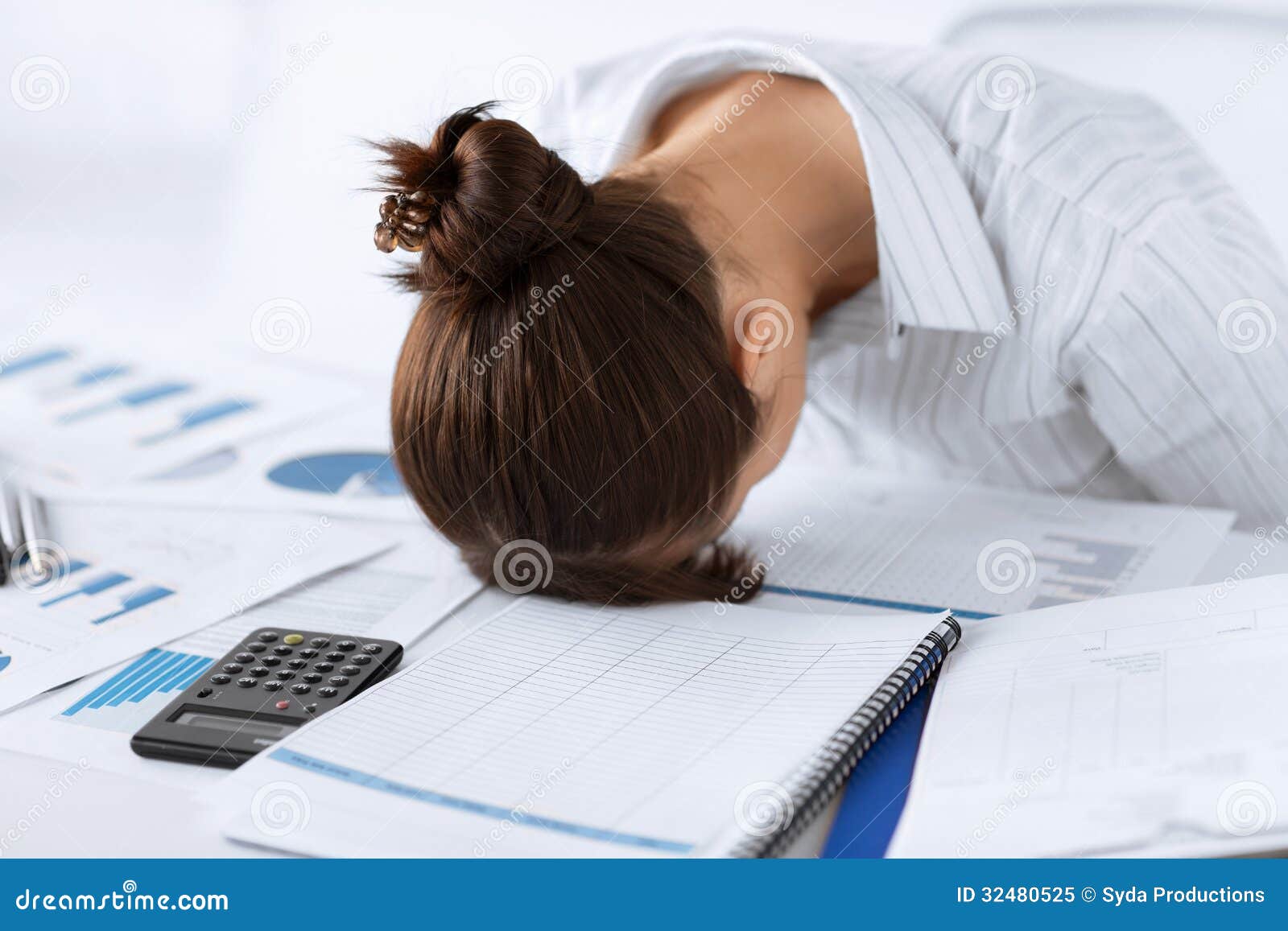 Woman Sleeping at Work in Funny Pose Stock Image - Image of accountancy ...