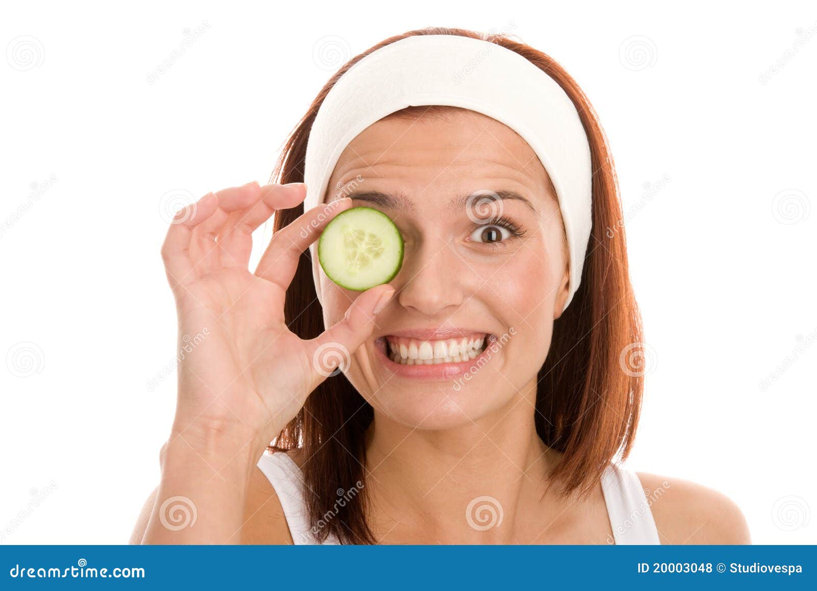 Woman with Slice of Cucumber Stock Photo - Image of closeup, girls ...