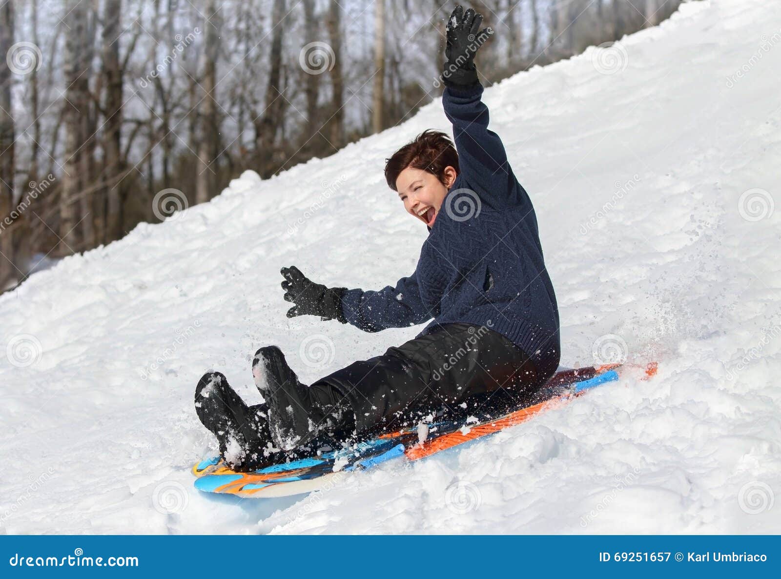 Woman sliding stock image. Image of mode, slide, winter - 69251657