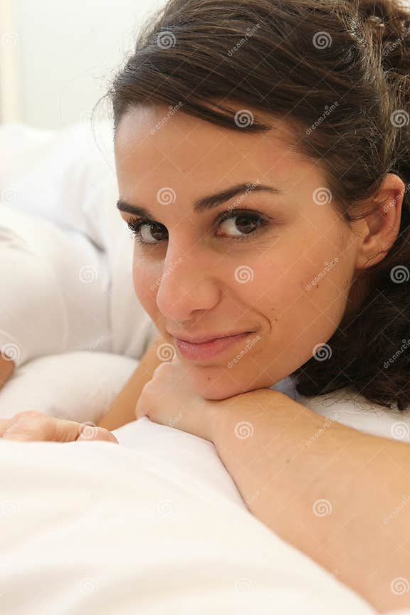 Woman slowly waking up stock image. Image of look, comfortable - 23100593
