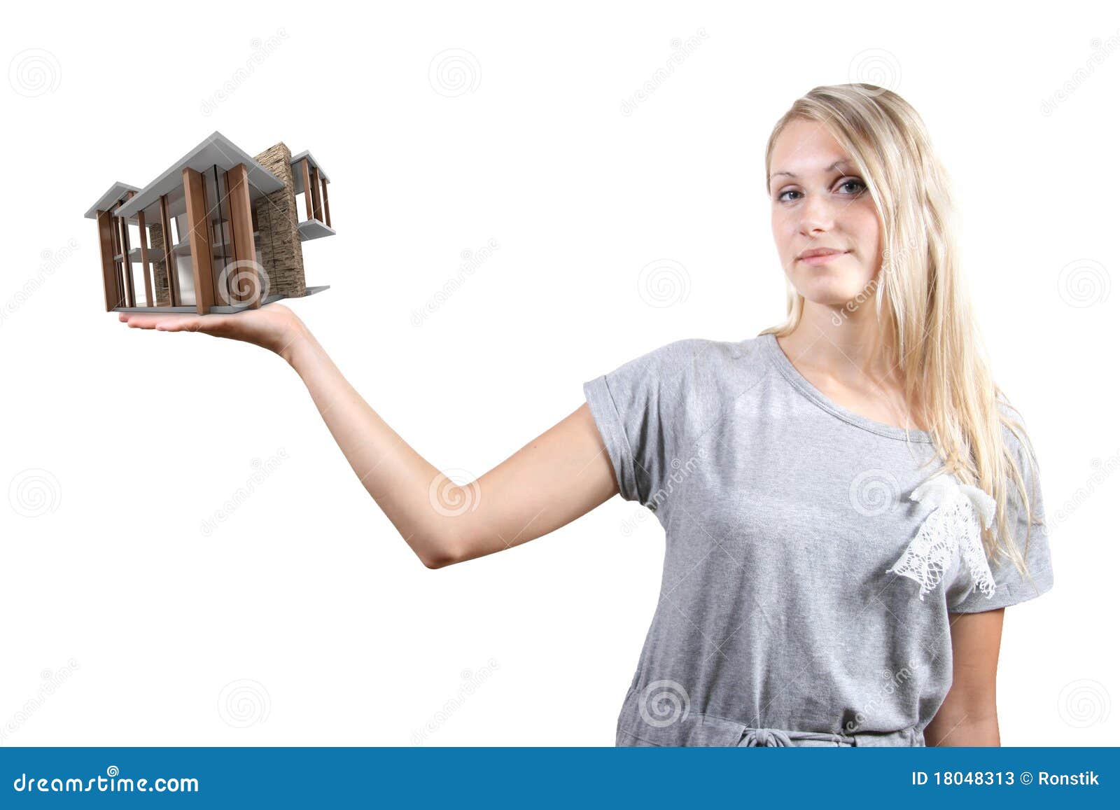 Woman with Small House on the Hand Stock Image - Image of miniature ...